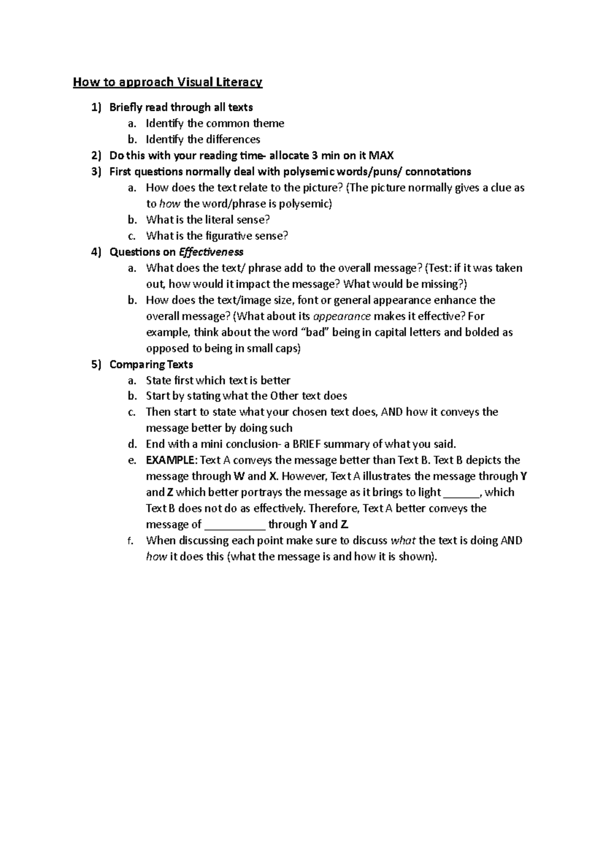 English Visual Lit notes - How to approach Visual Literacy Briefly read ...