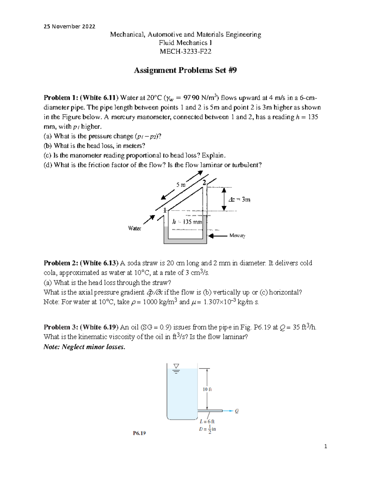 9-F22+Solutions - Study Guide - Mechanical, Automotive and Materials Engineering Fluid Mechanics ...