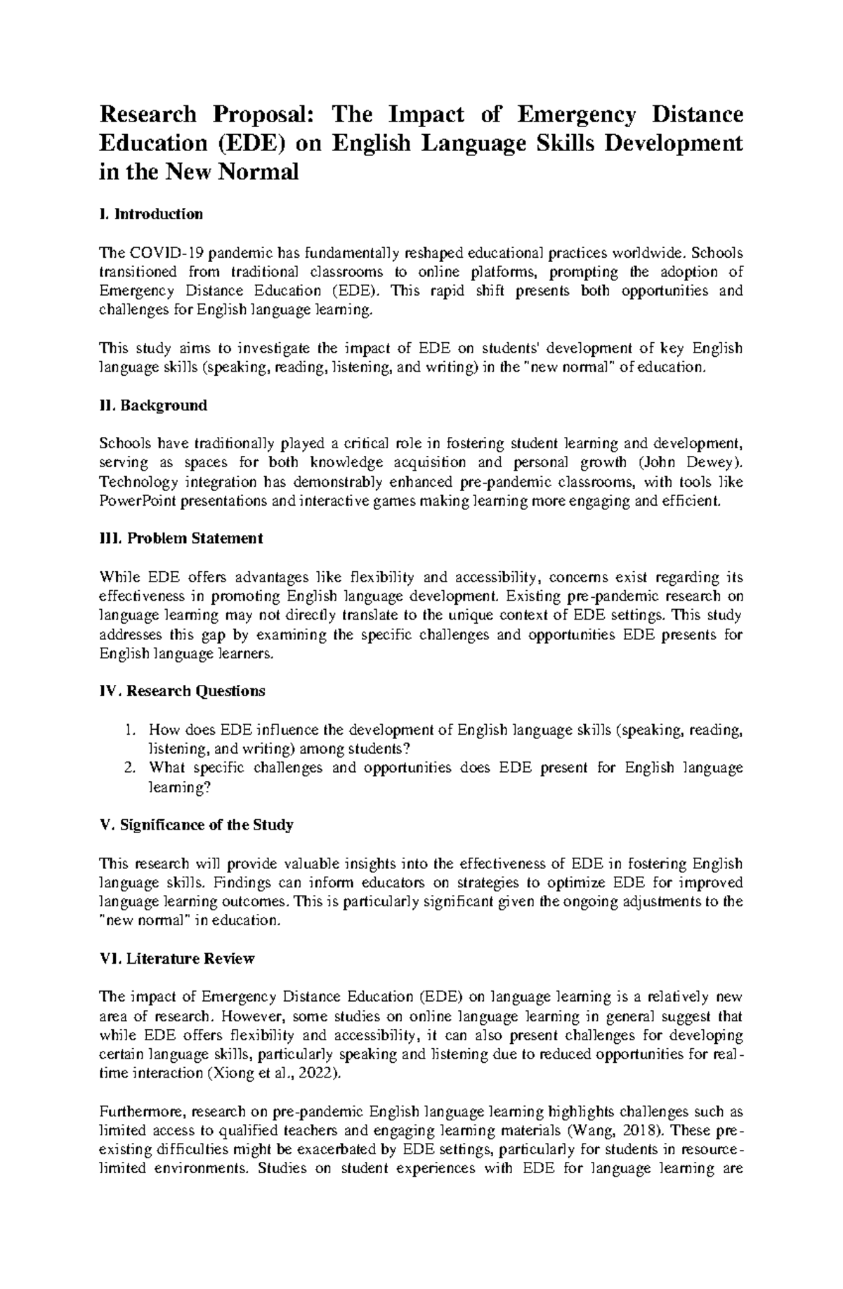 Research Proposal - Introduction The COVID-19 pandemic has ...