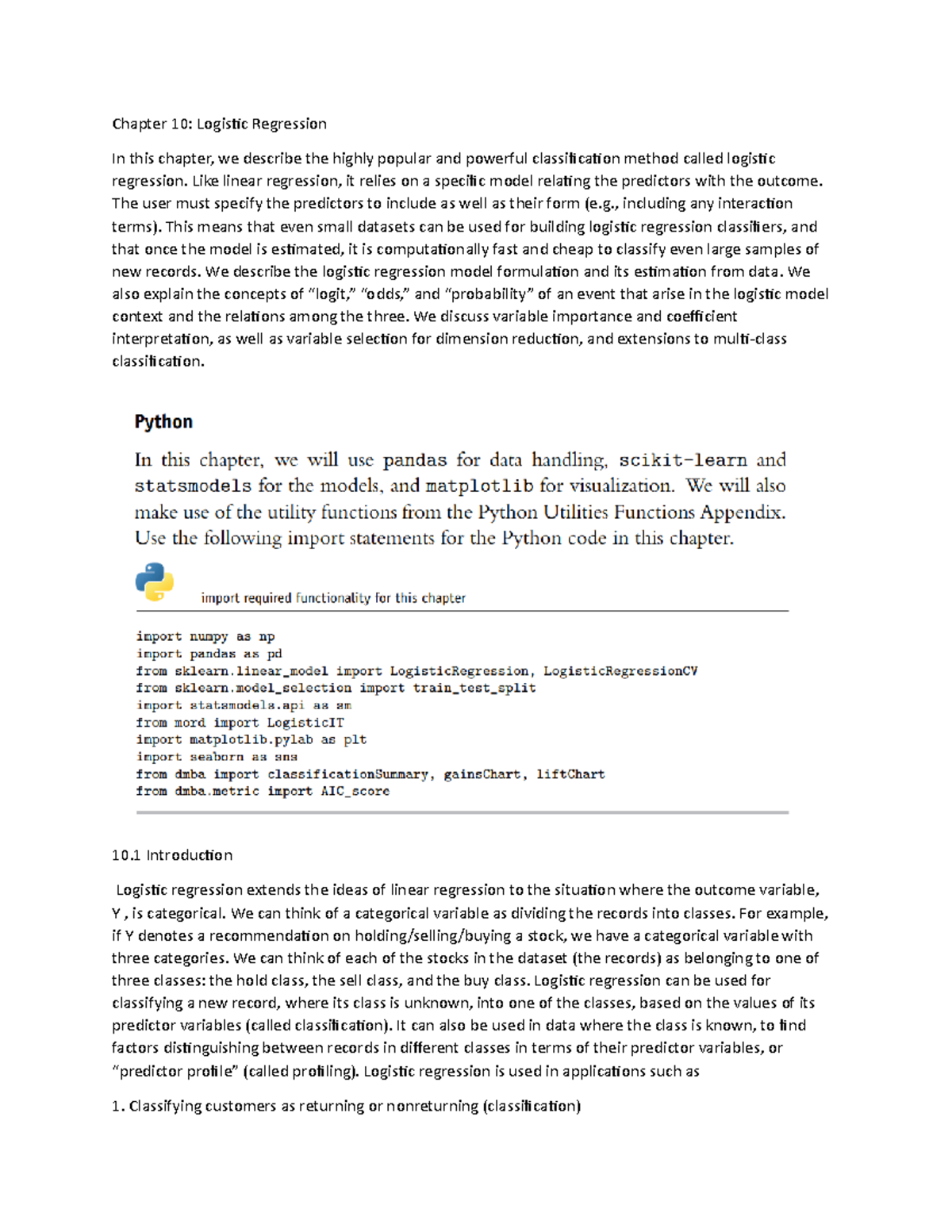 478-chapter 10 - 478-chapter 10 - Chapter 10: Logistic Regression In this chapter, we describe ...
