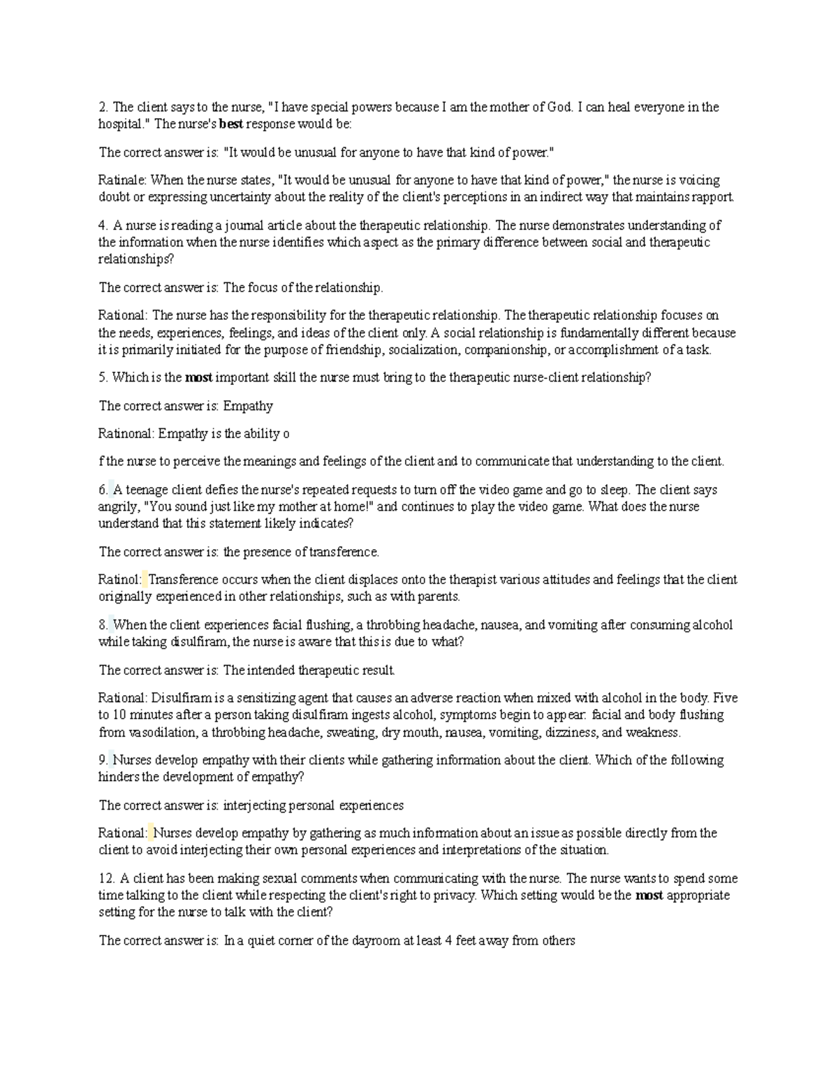 Redmation - Summary Civic Responsibility and Leadership - The client says to the nurse, "I have ...