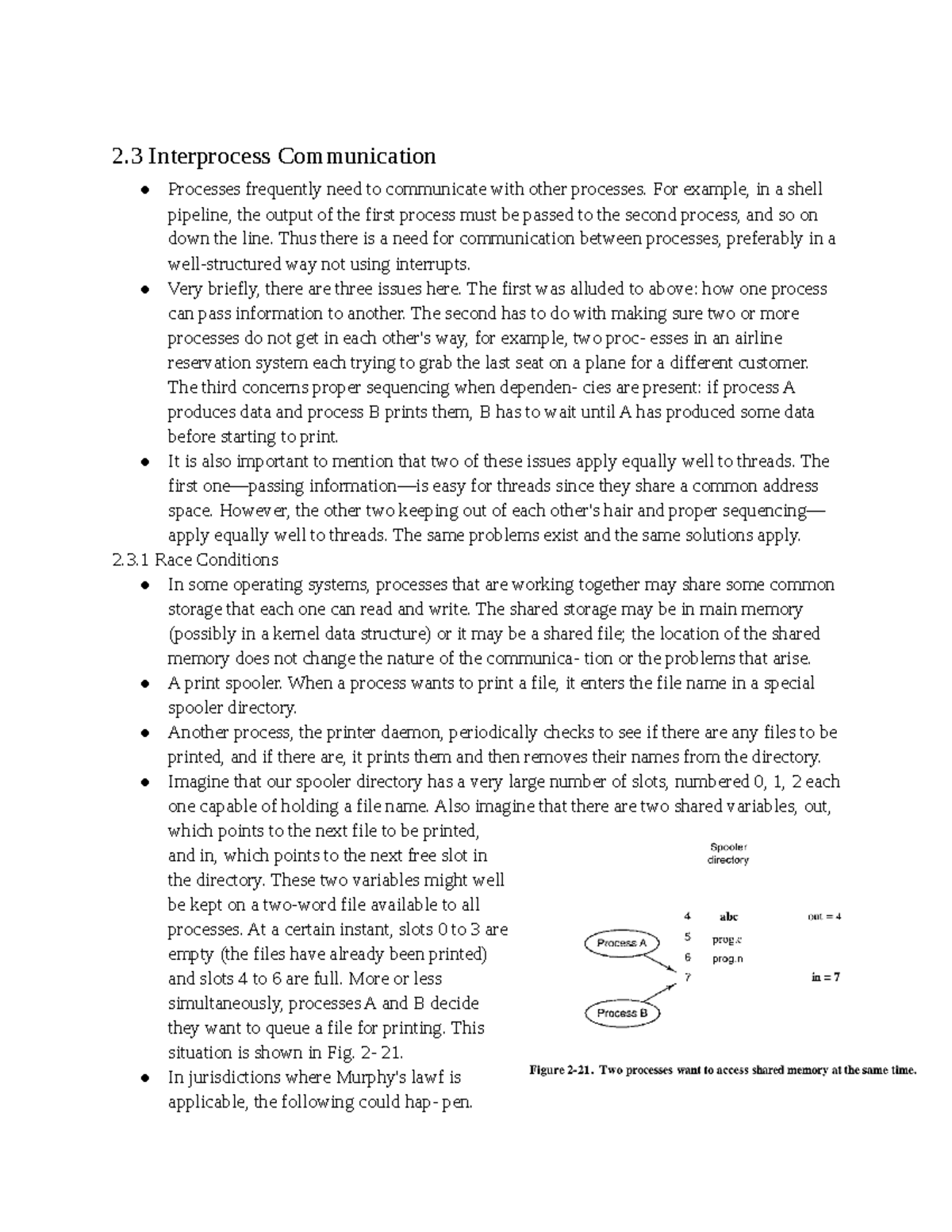Chapter 2 - 2 Interprocess Communication Processes frequently need to ...