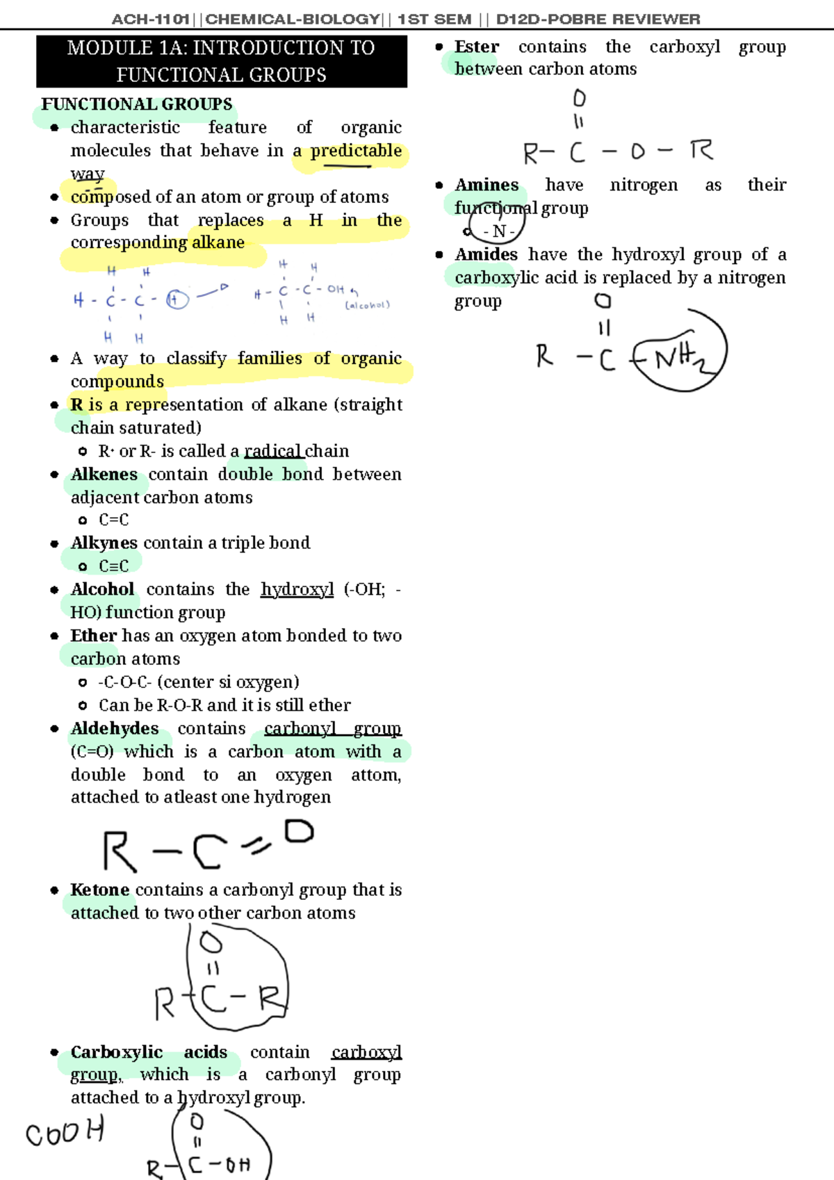 ACH1201- Module-1 - notes - MODULE 1 A: INTRODUCTION TO FUNCTIONAL ...