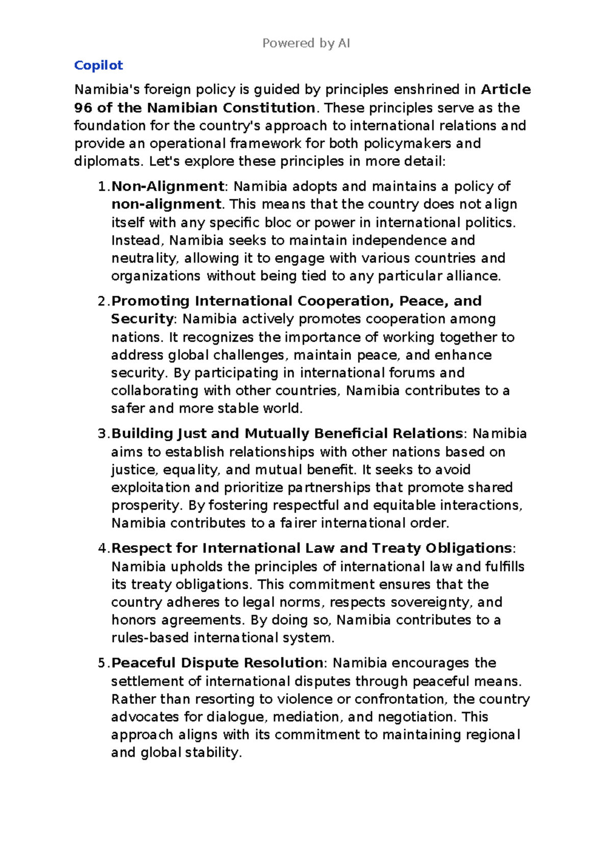 Document (57) - Notes on Namibia's foreign policy principles - Powered ...