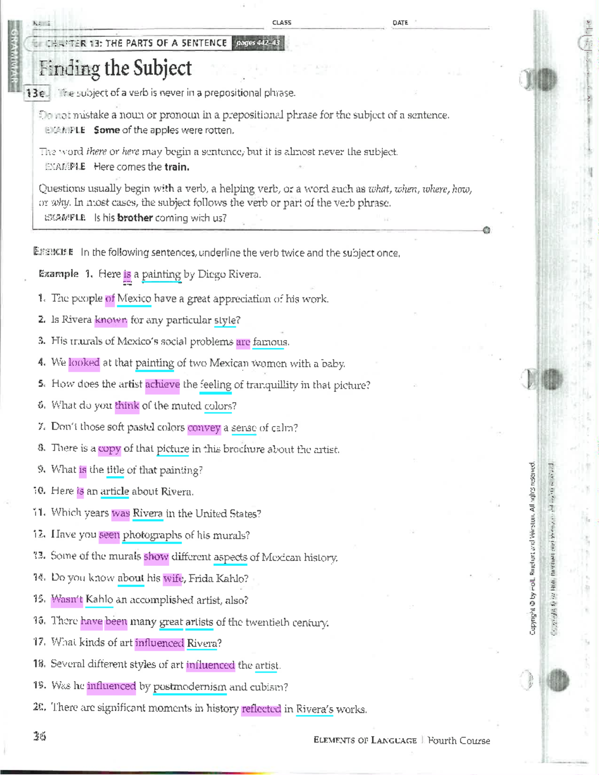 Kami Export - Finding the subject and verb - CLASS •3: THE PARTS OF A ...
