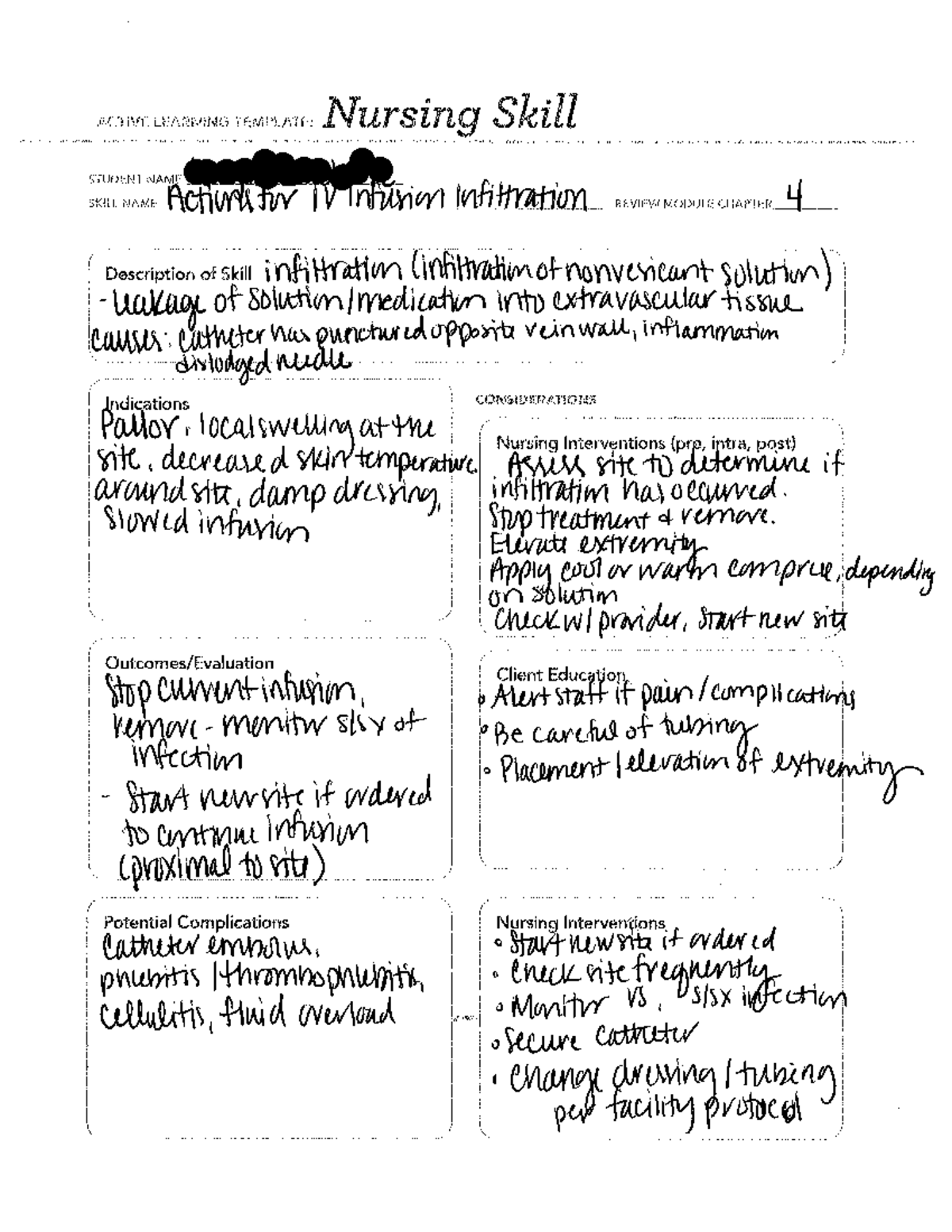 Infiltration - ATI - ACTIVE LEARNING TEMPLATE: Nursing Skill STUDENT ...