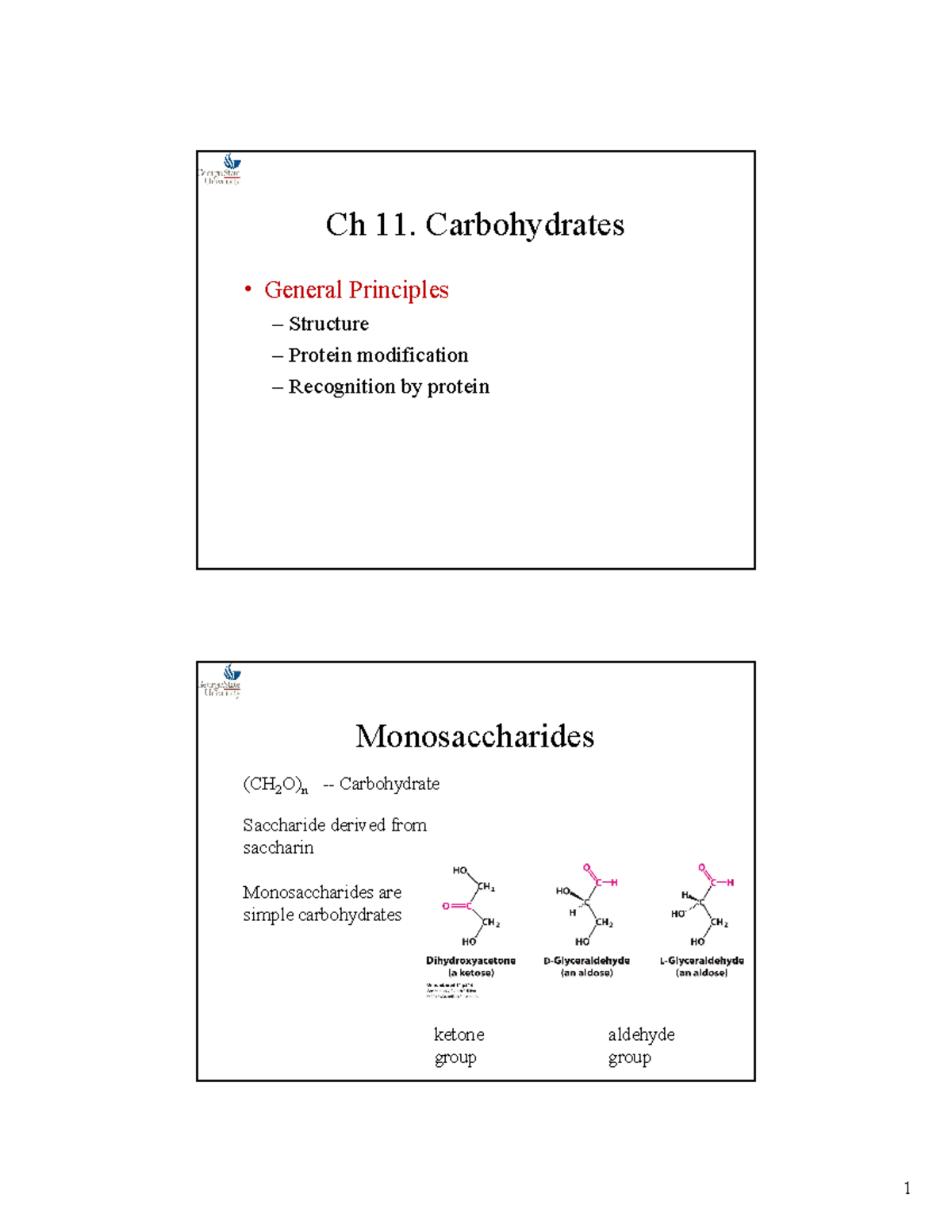 Ch11 Carbohydrates - biochem - Ch 11. Carbohydrates • General ...