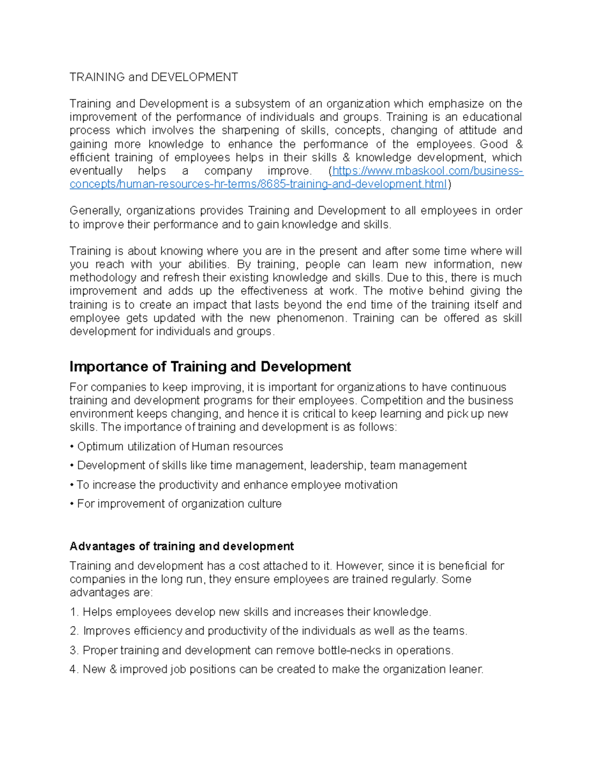 Training-and- Development - TRAINING and DEVELOPMENT Training and ...