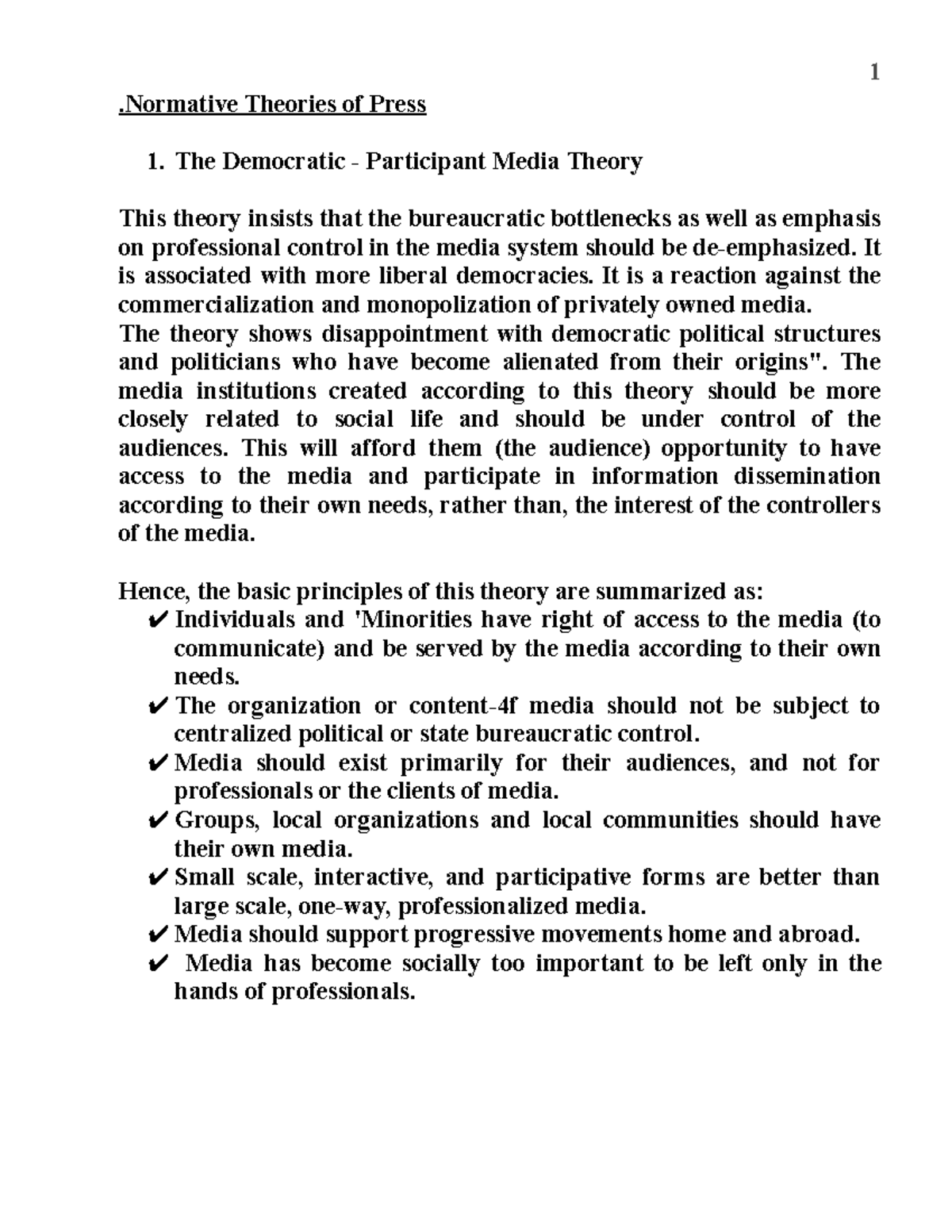 Normative Theories of Press - Normative Theories of Press The ...