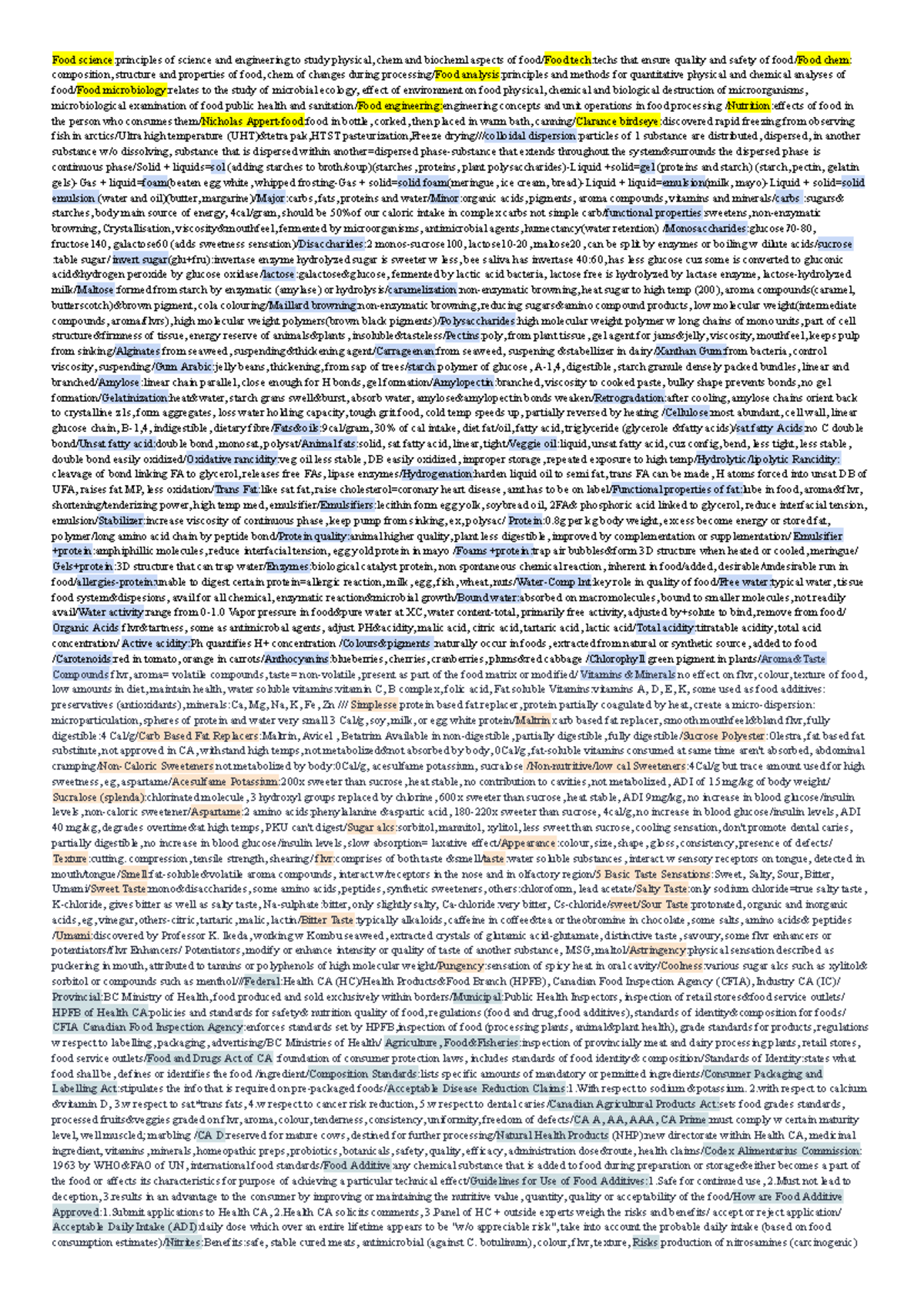 FNH 200 cheat sheet - Food science:principles of science and ...