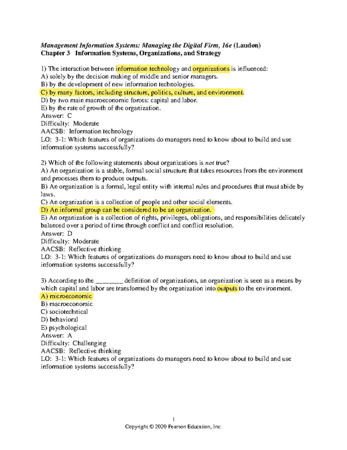 Chapter 03 - A set of essay and optional questions - 1 Management ...