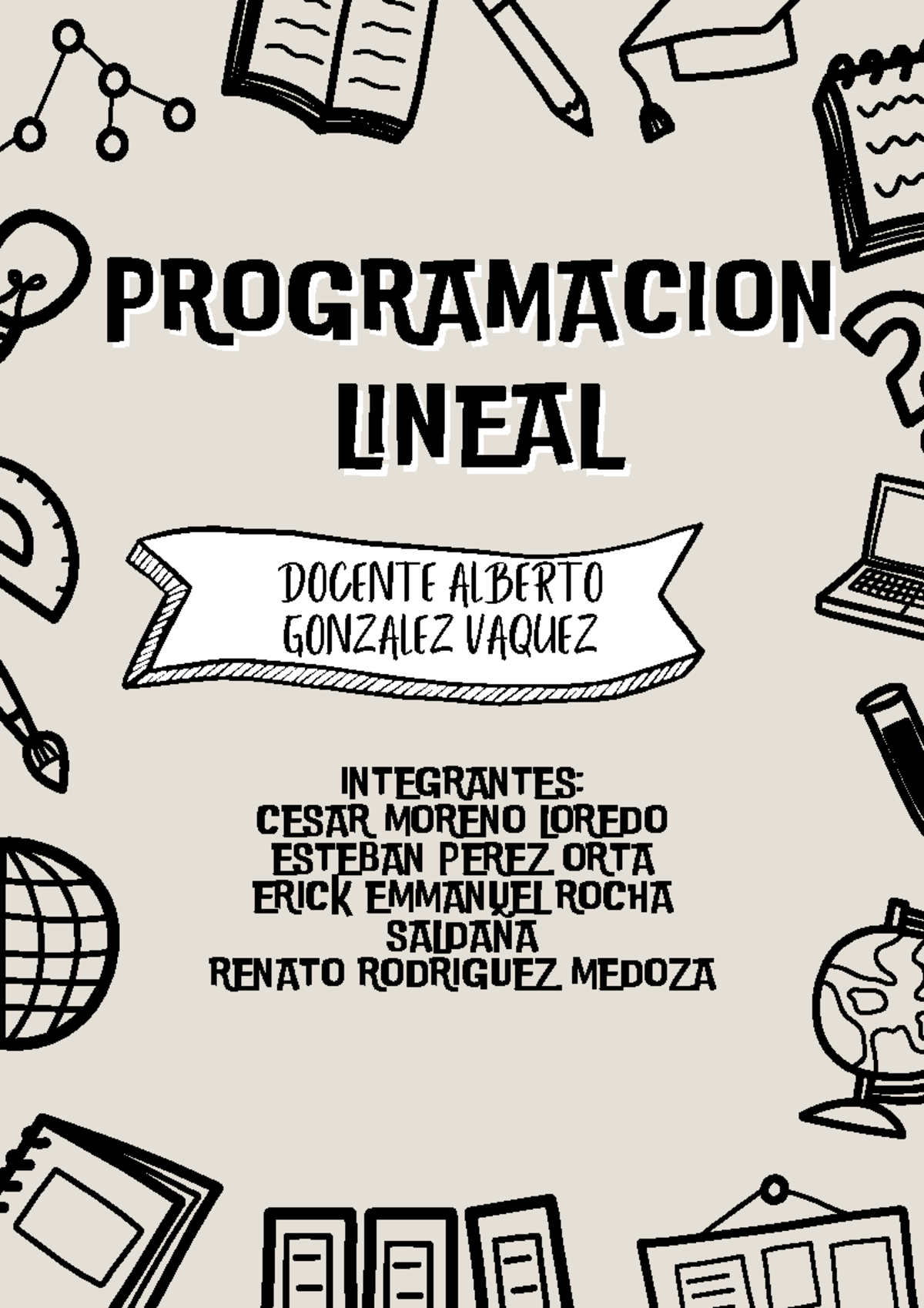 Documento A4 Portada de Proyecto Doodle Beige y Negro - Supervisión ...