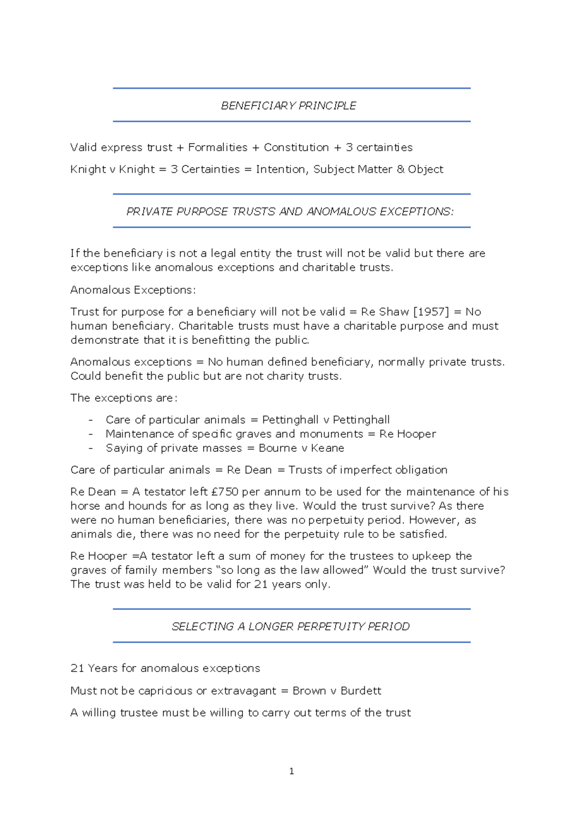 Beneficiary Principle - BENEFICIARY PRINCIPLE Valid express trust ...