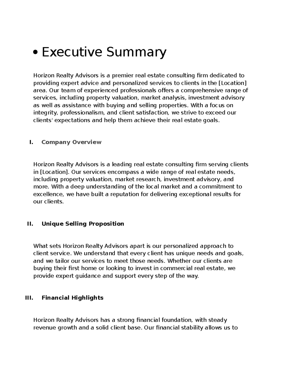 Gurpreet - Entrepreneurship development - Executive Summary Horizon ...
