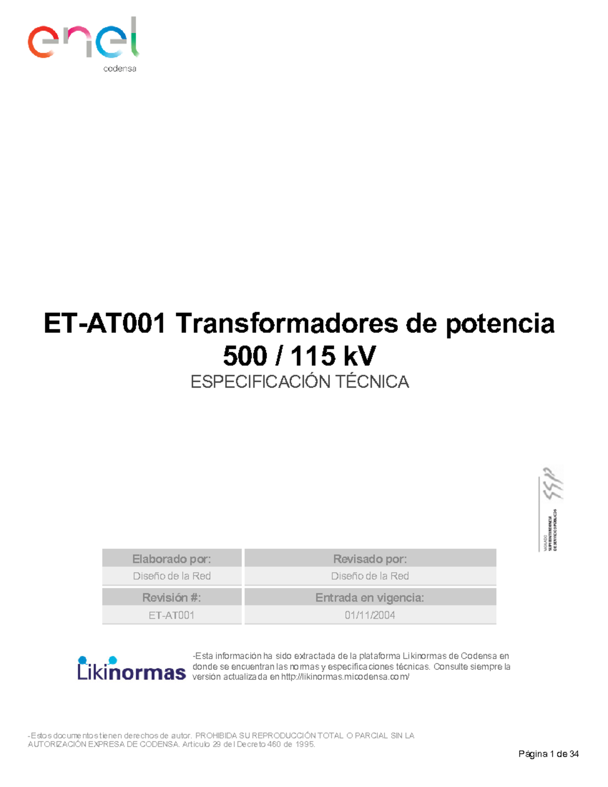 ET-AT001 Esp. Trafo 500 115kv -Esta información ha sido extractada de ...