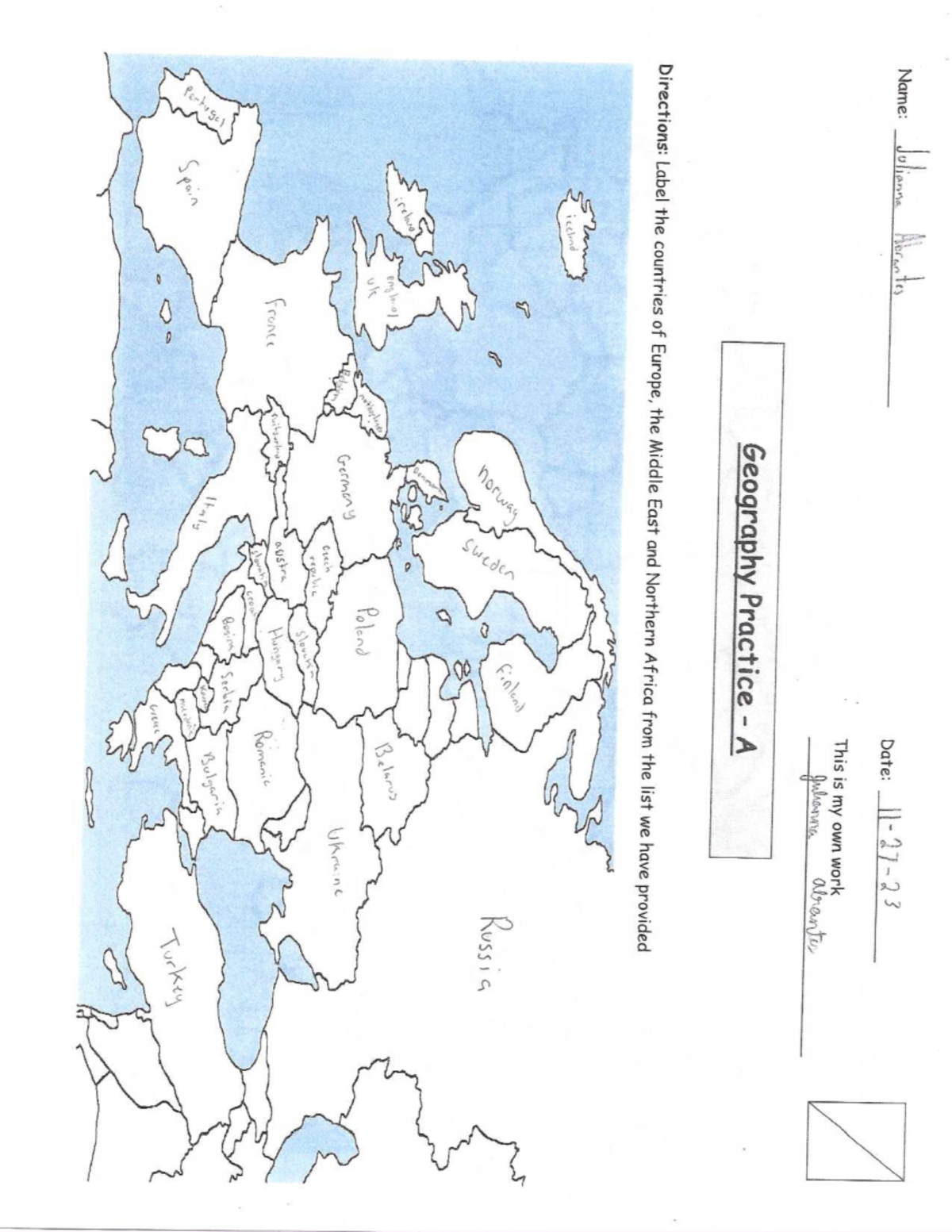 Geography Test - Homework assignment - Name: Julianna Abrantes Date ...