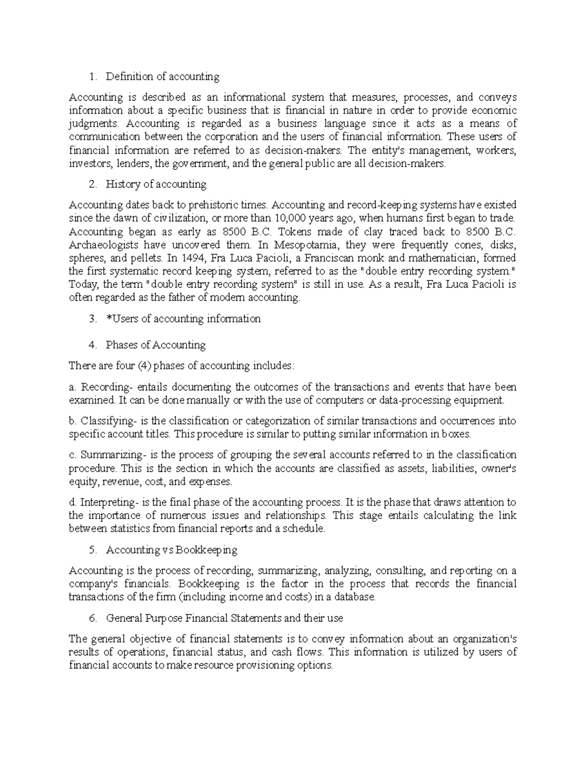 Esacc PRE Activity Wrwqtw Definition Of Accounting Accounting Is