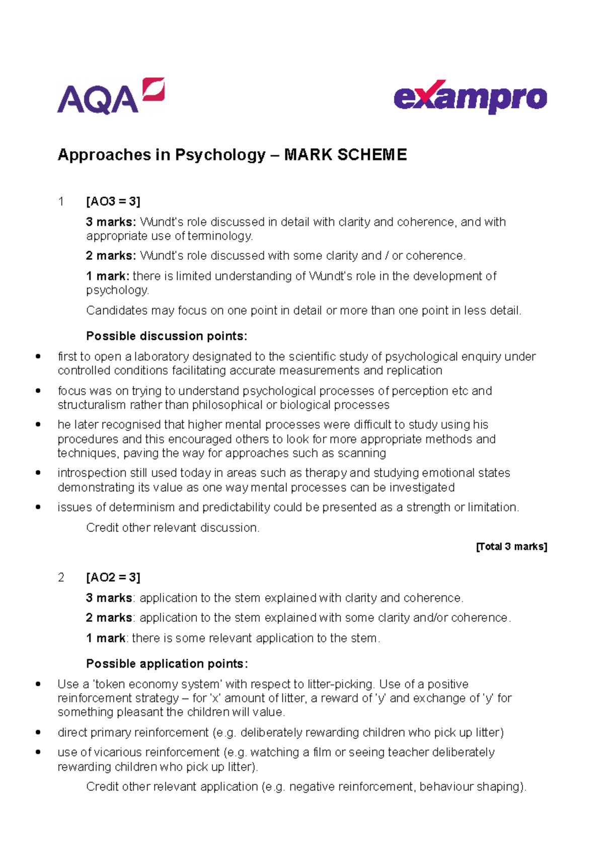 AA PSY Approaches in Psychology MS - Approaches in Psychology – MARK ...