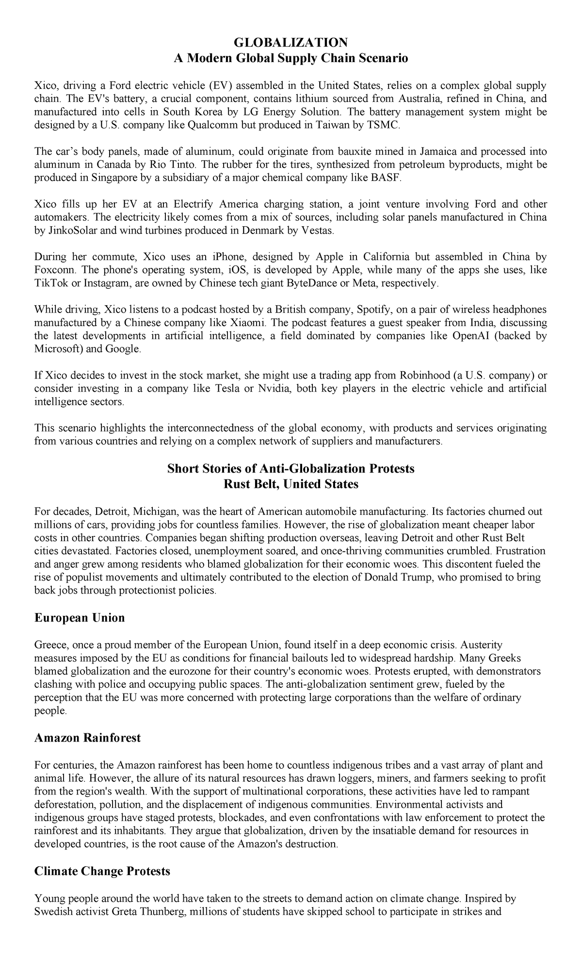 CHP 1 Globalization - notes - GLOBALIZATION A Modern Global Supply ...