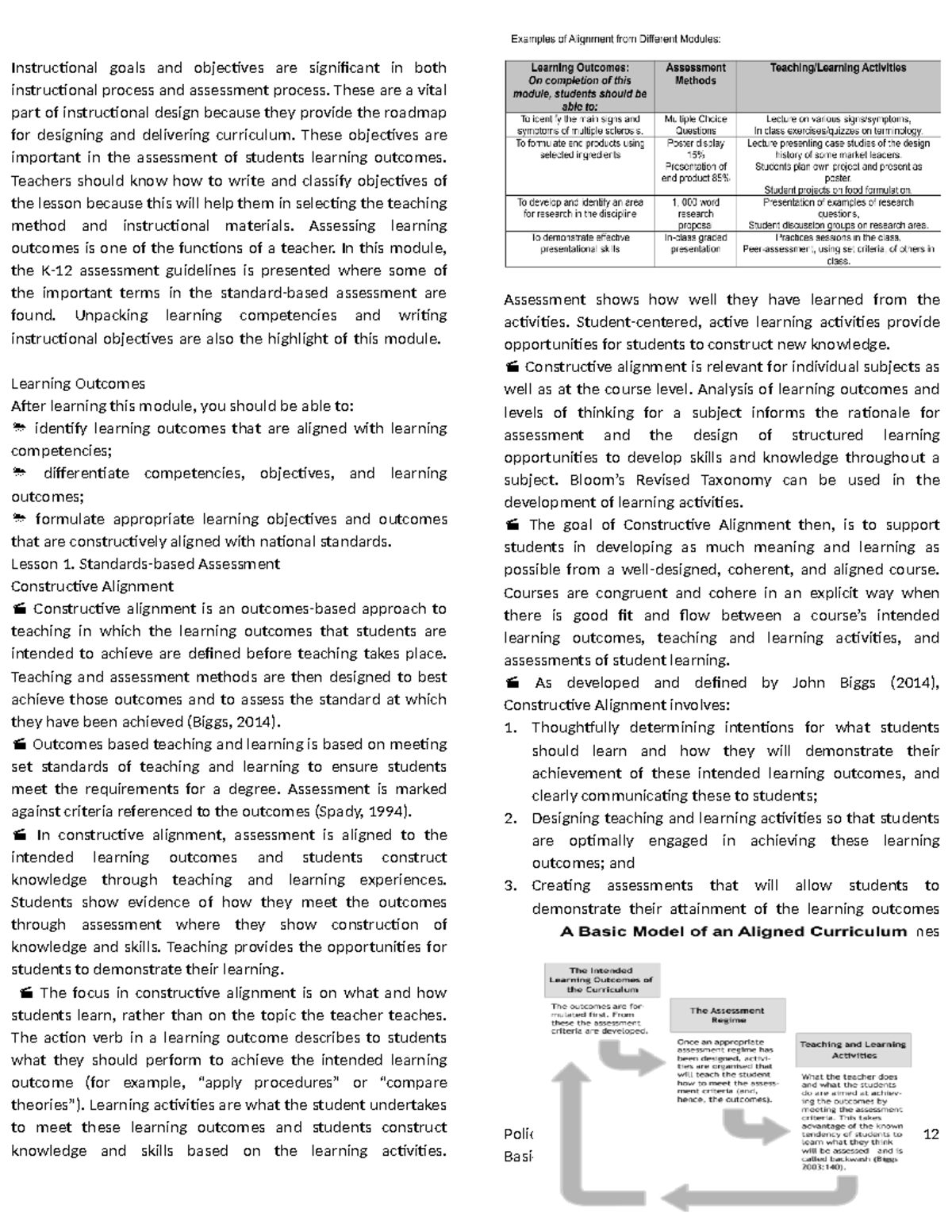 Wala lang - sefsf - Instructional goals and objectives are significant ...