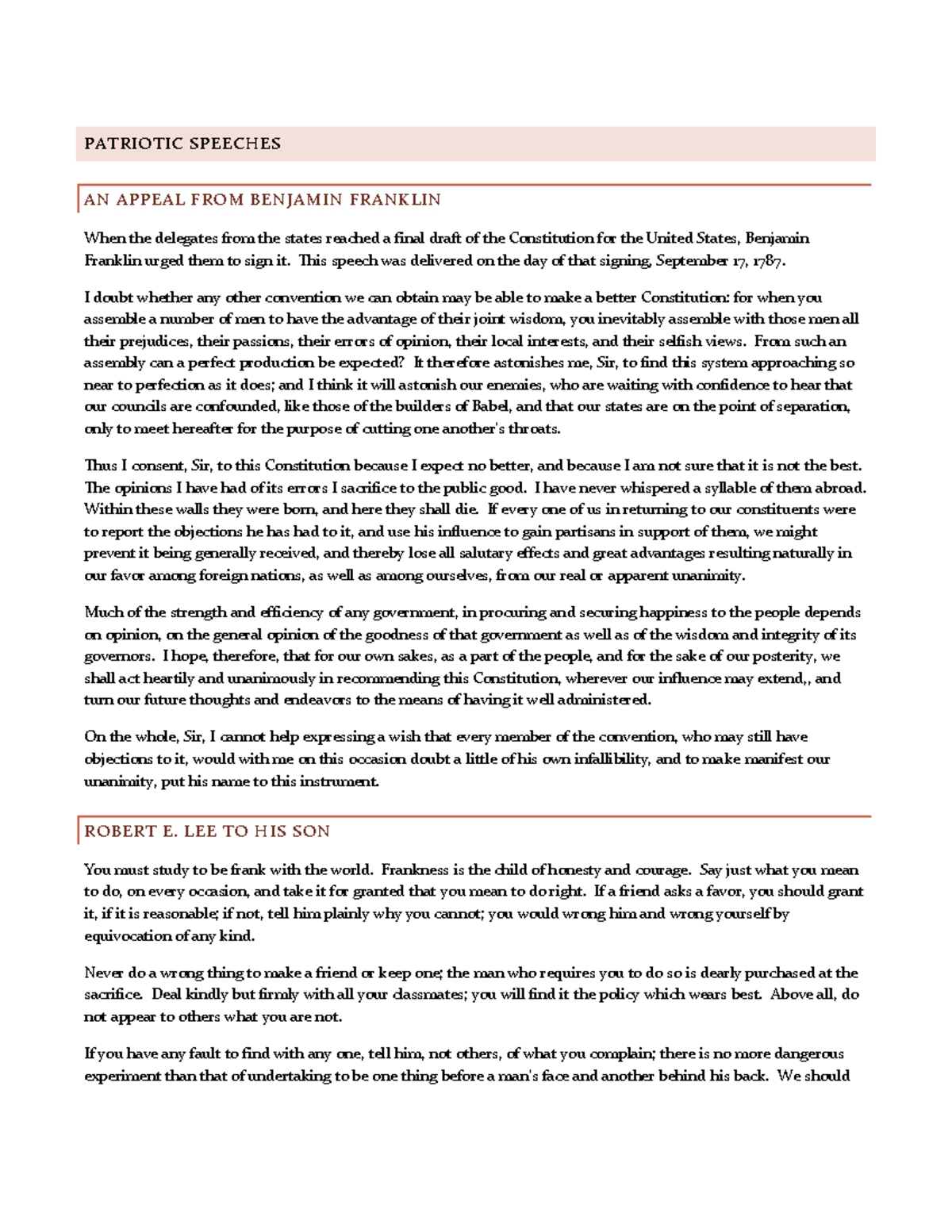 Patriotic-Speeches - PATRIOTIC SPEECHES AN APPEAL FROM BENJAMIN ...