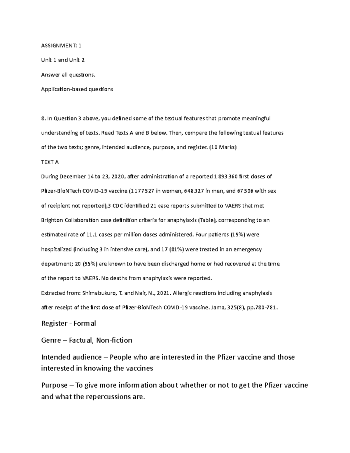 Assignment ENG - ASSIGNMENT: 1 Unit 1 and Unit 2 Answer all questions ...