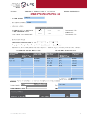 UFS UV - University of the Free State - Studocu