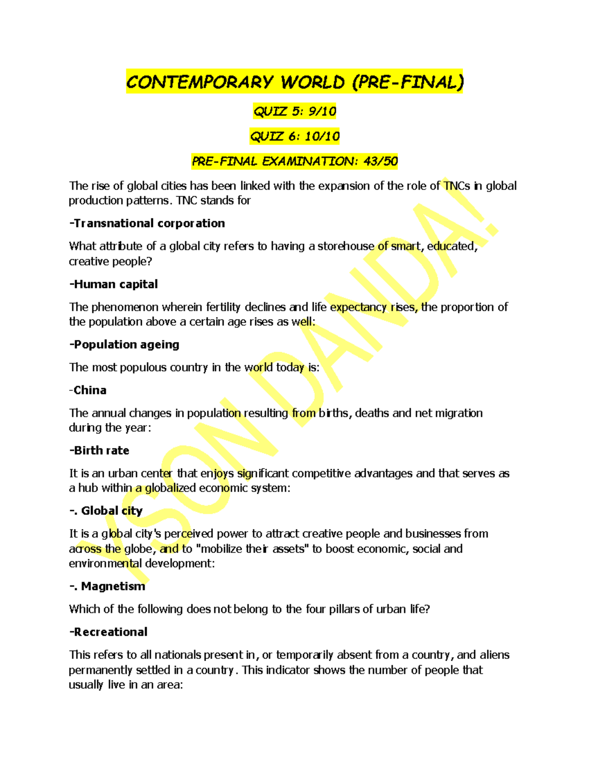bist reviewer come and read it - CONTEMPORARY WORLD (PRE-FINAL) QUIZ 5: ...