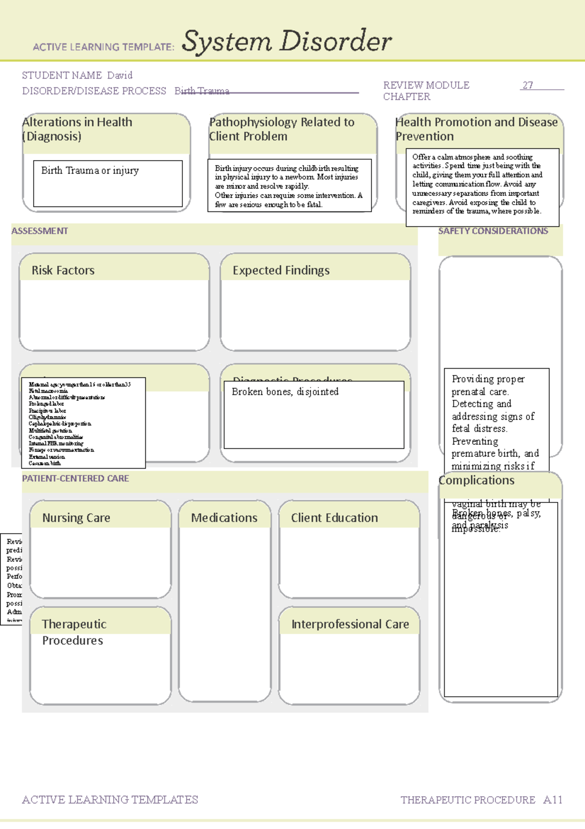 Birth trauma - Alterations in Health (Diagnosis) Pathophysiology ...