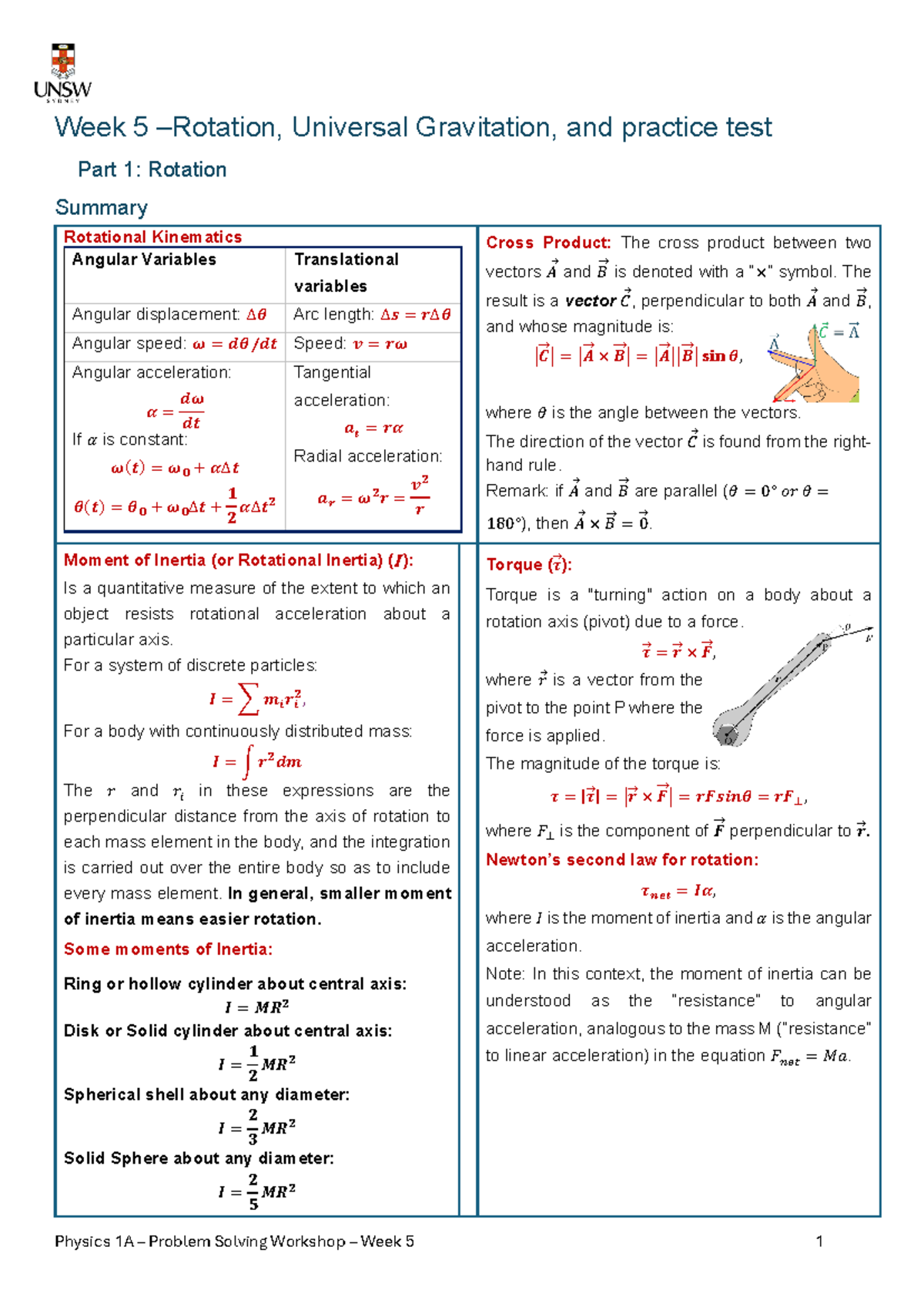 Week 5 with answers - homwk - Week 5 –Rotation, Universal Gravitation ...