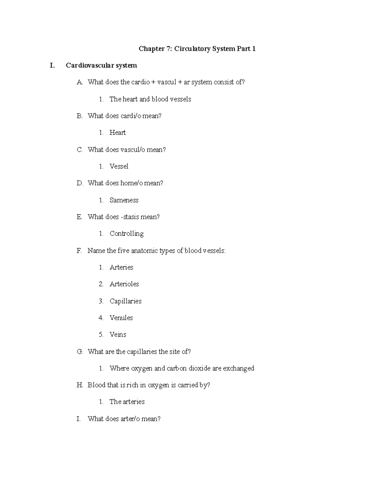 BIO 1100 Medical Terminology Chapter 7 Circulatory System Part 1 ...