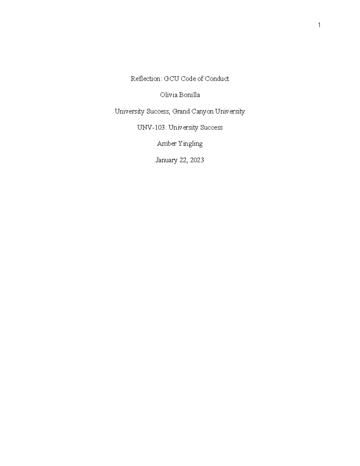 Reflection Gcu Code Of Conduct 1 Reflection Gcu Code Of Conduct Olivia Bonilla University