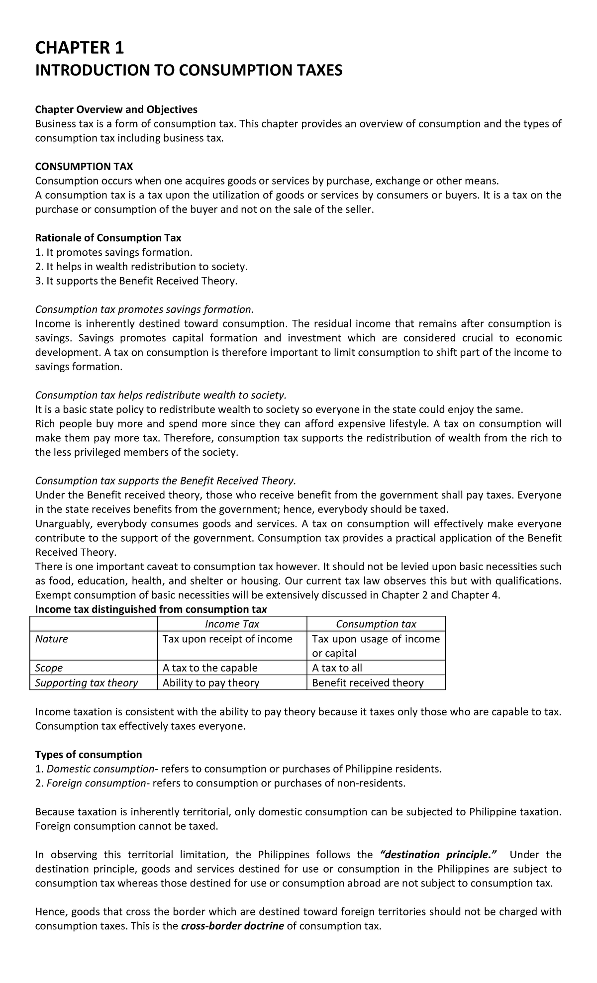 Chapter 1 Introduction to Consumption Taxes - CHAPTER 1 INTRODUCTION TO ...