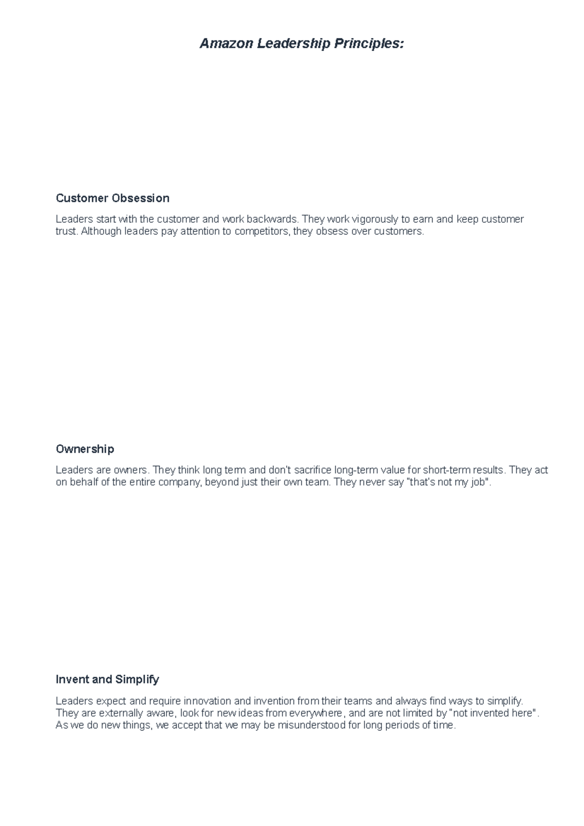 Amazon Leadership Principles - Amazon Leadership Principles: Customer ...