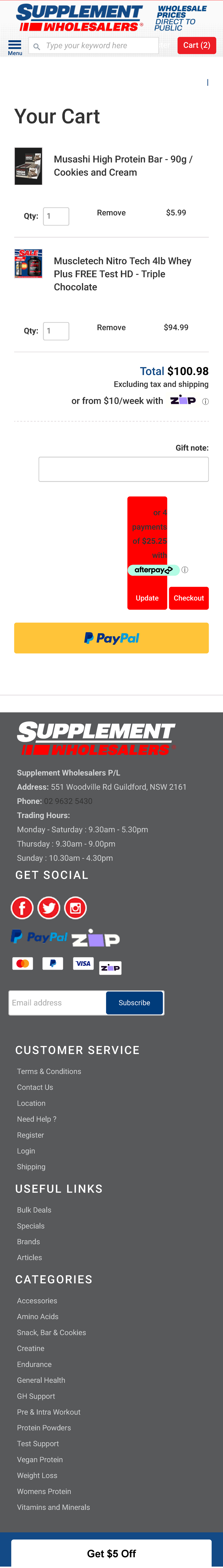 Your Shopping Cart – Supplement Wholesalers 2 - Login | Register Cart ...