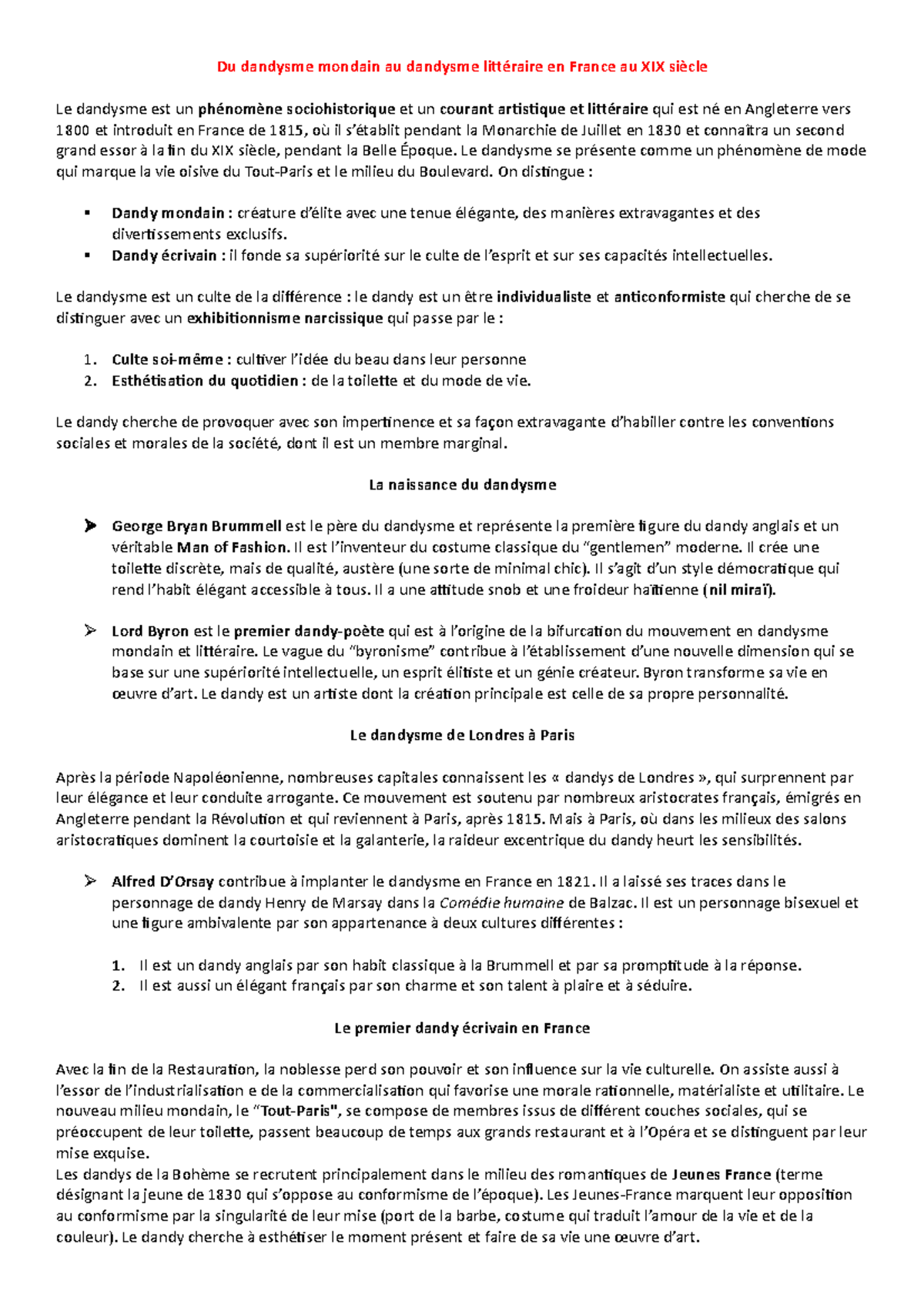 Dandysme - Du dandysme mondain au dandysme littéraire en France au XIX ...