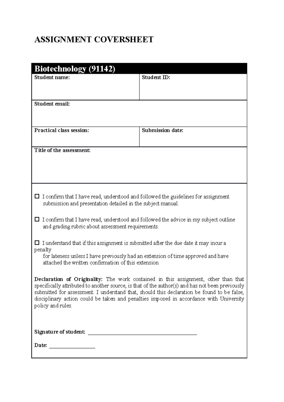 Algal prac report - Distinction Result - ASSIGNMENT COVERSHEET ...