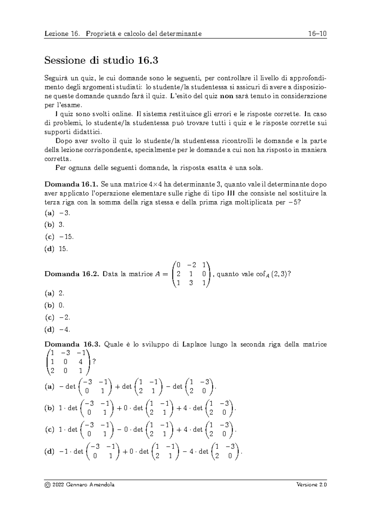 Esercitazione lezione 16 complementi matematica - Lezione 16. Proprietà ...