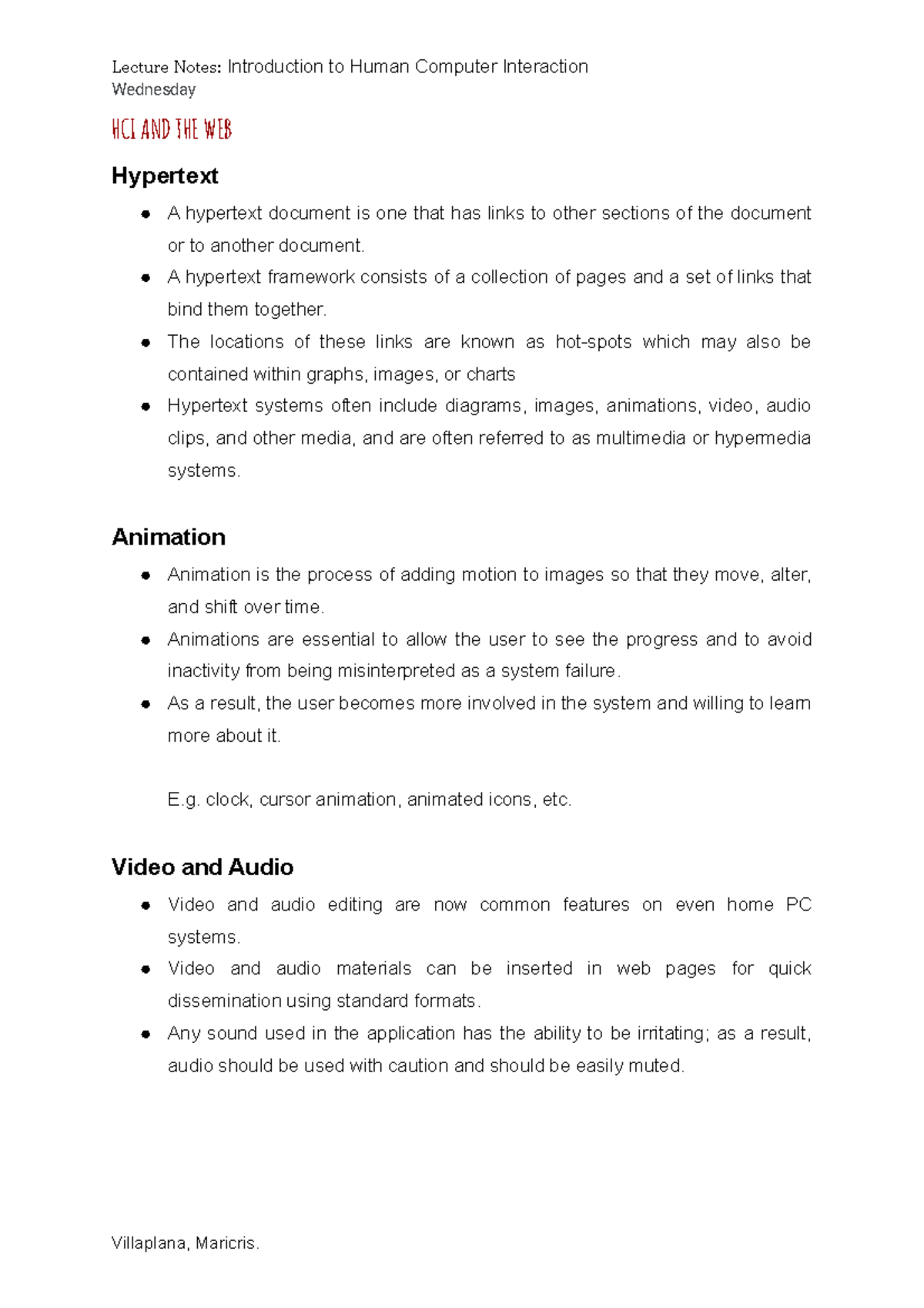 Hci And The Webweek11 Lecture Notes Lecture Notes Introduction To 7238