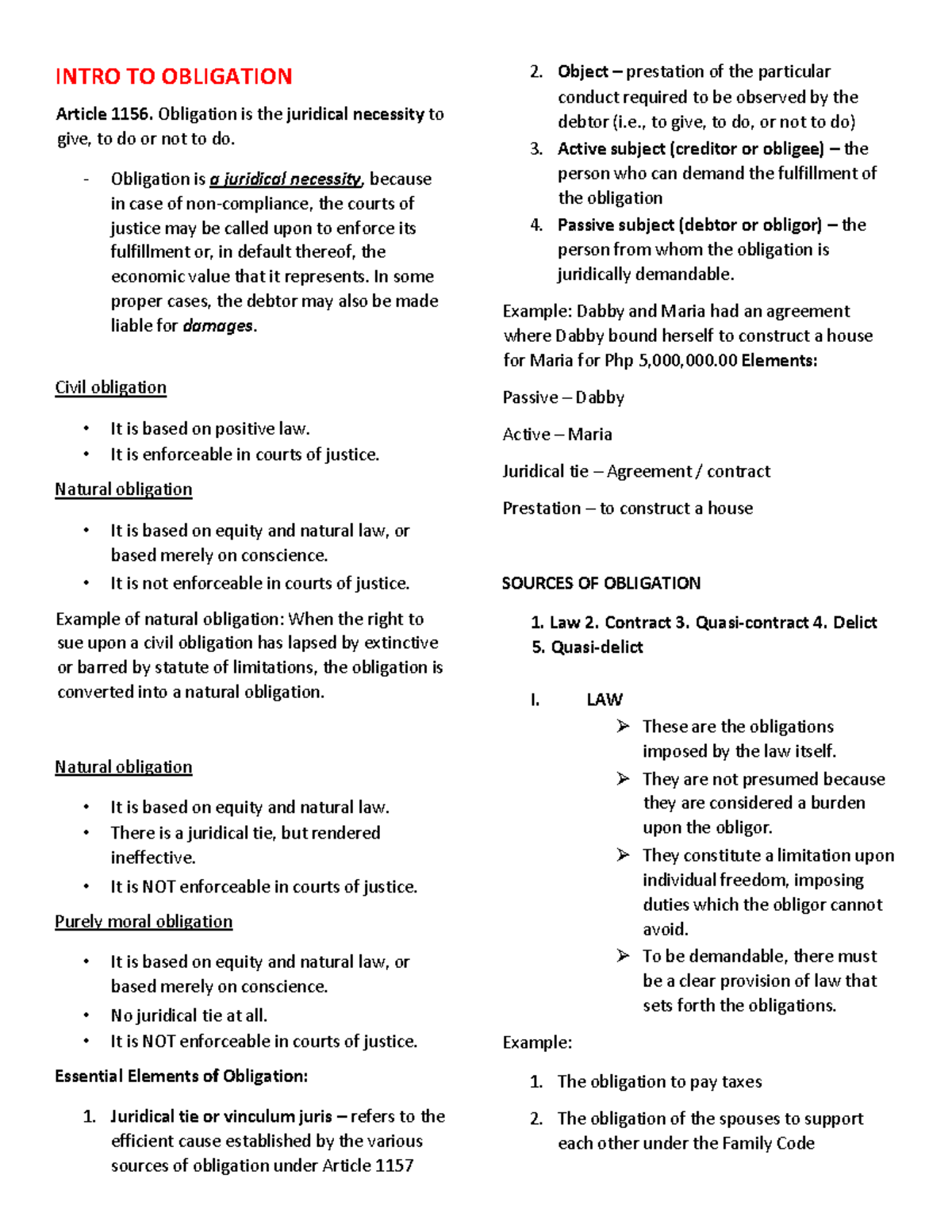 Obligation - EDUCATIONAL PURPOSES - INTRO TO OBLIGATION Article 1156 ...