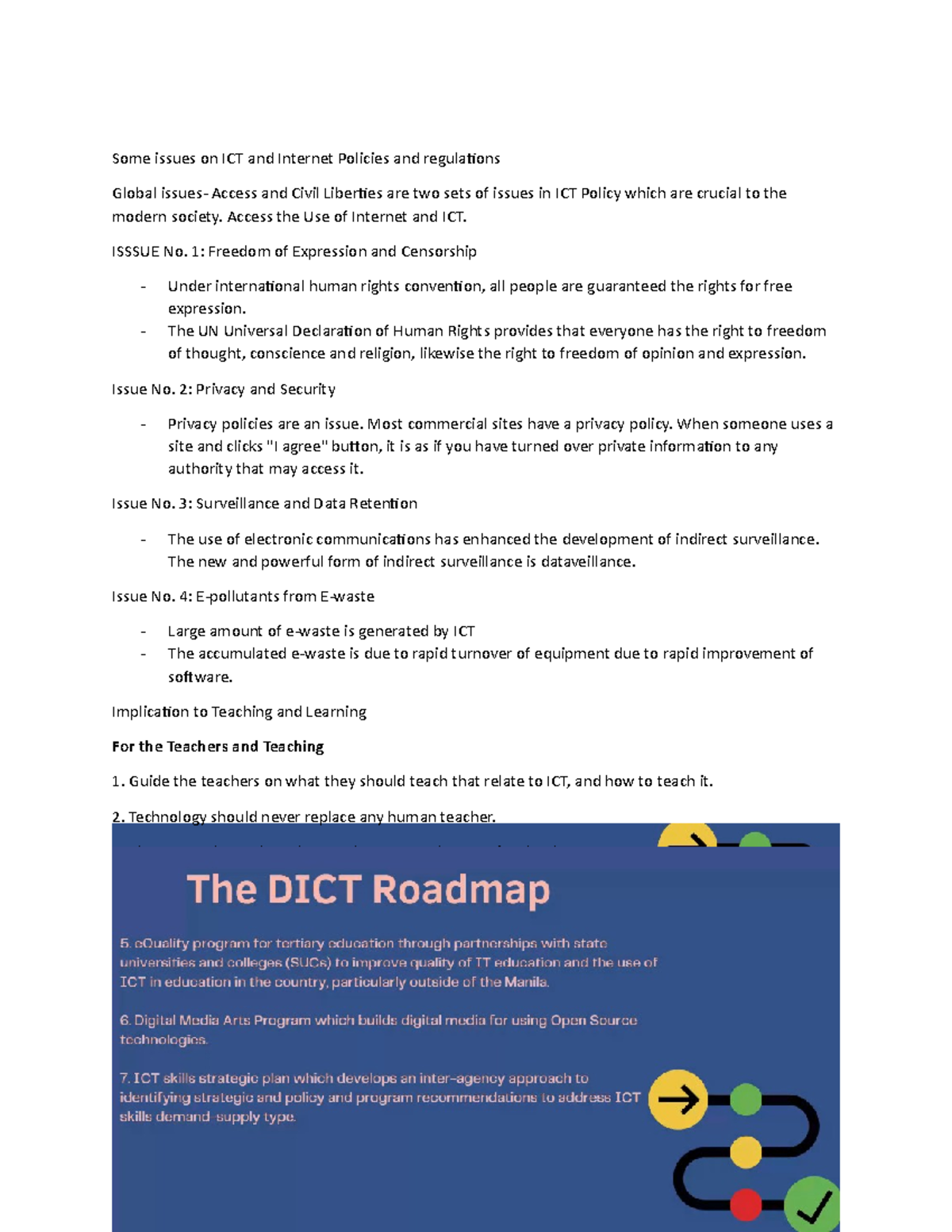 Some Issues On Ict And Internet Policies And Regulations Access The Use Of Internet And Ict
