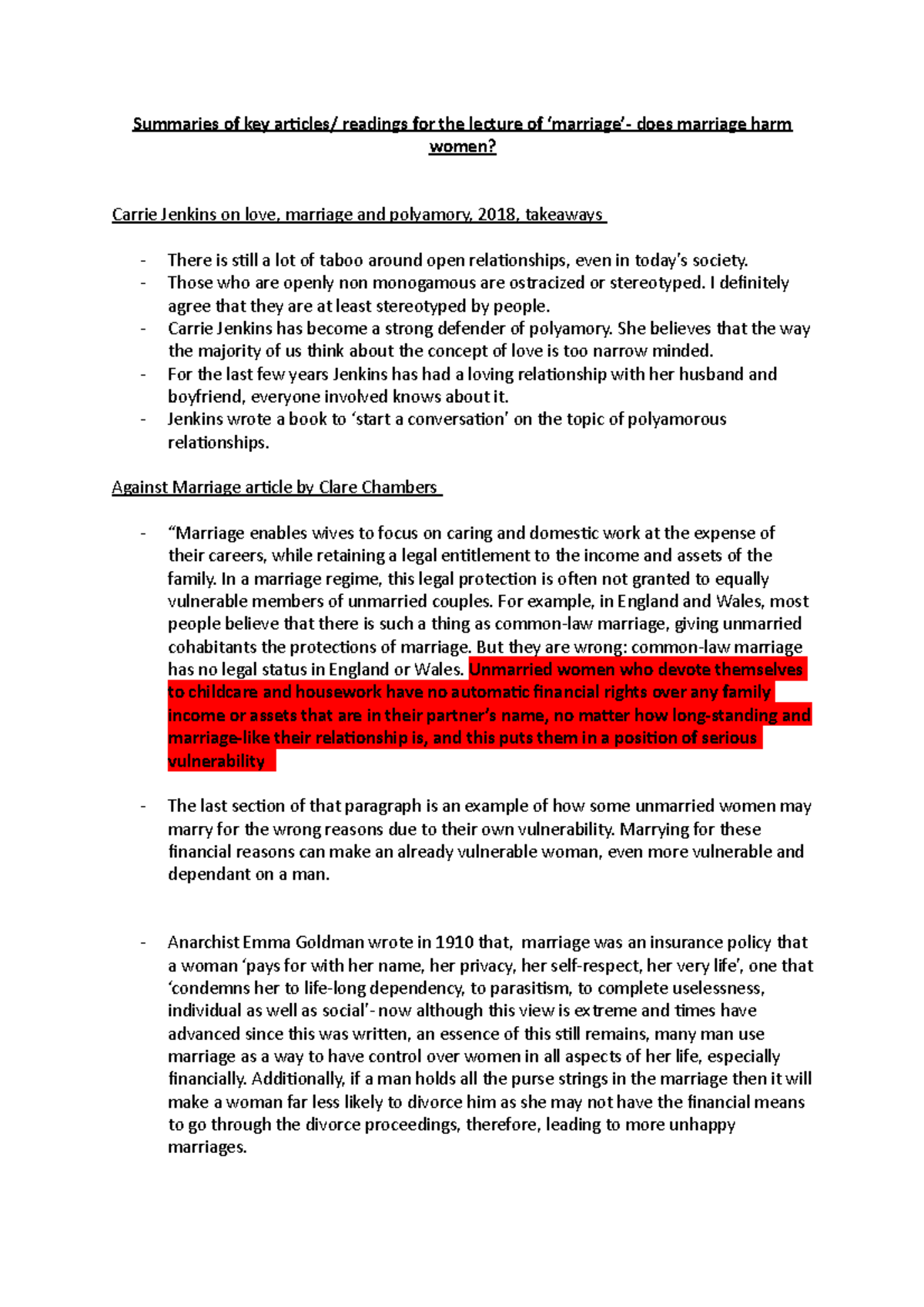 Summaries of key articles philosophy of feminism - Summaries of key ...