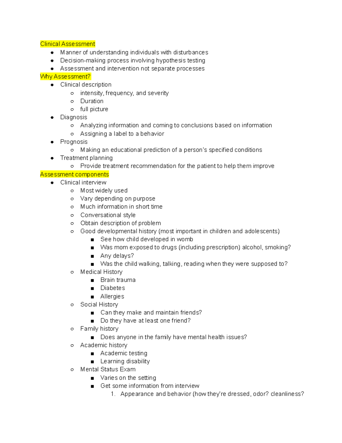 Abnormal Psychology Assessment Diagnostic Issues - Clinical Assessment ...