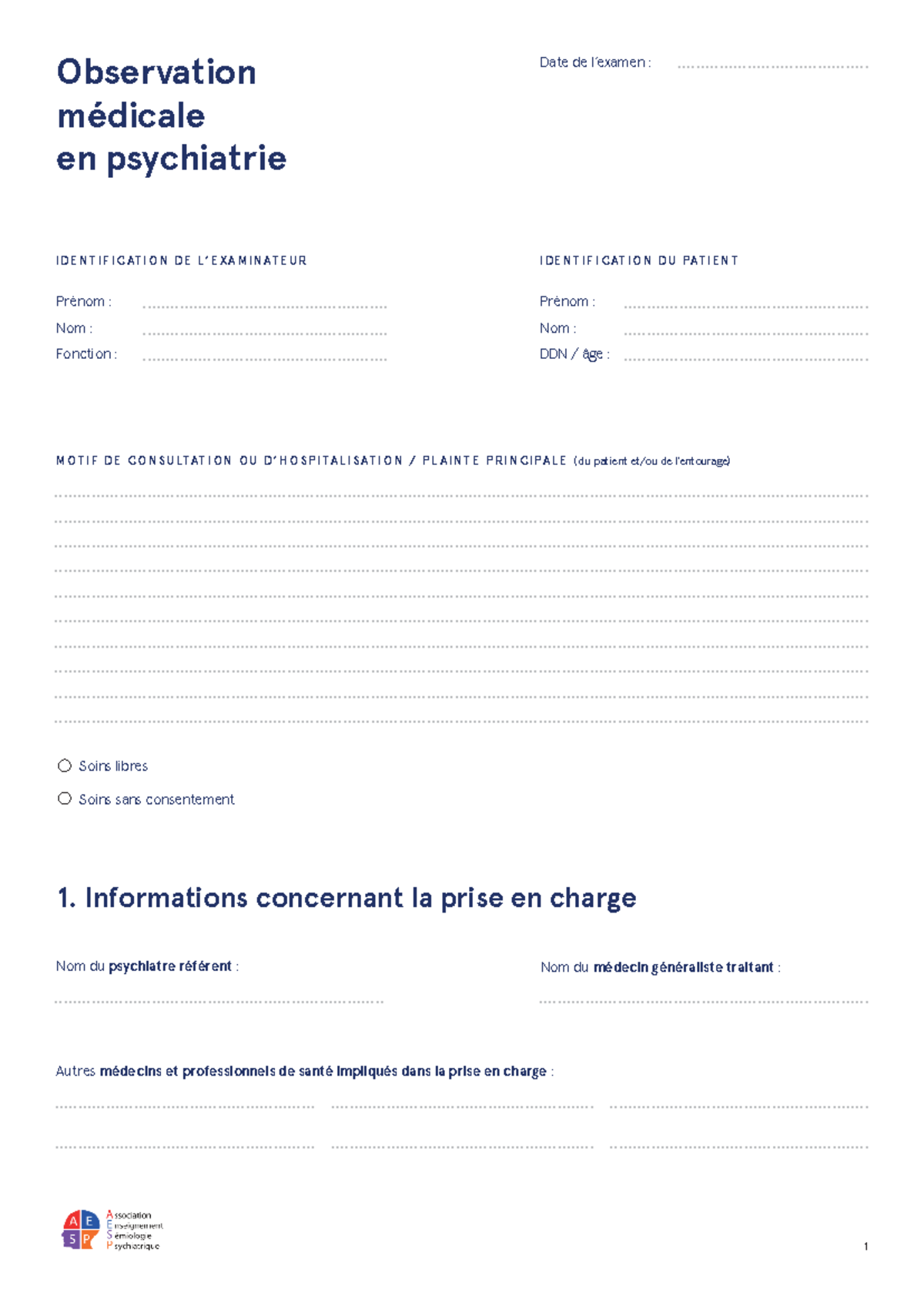 Obs-psychiatrie - Observation médicale en psychiatrie Date de l’examen ...