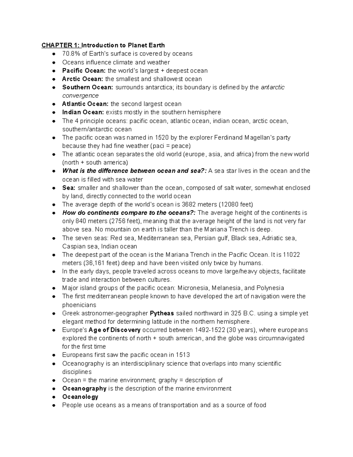 Oceanography Textbook Notes - CHAPTER 1: Introduction to Planet Earth ...