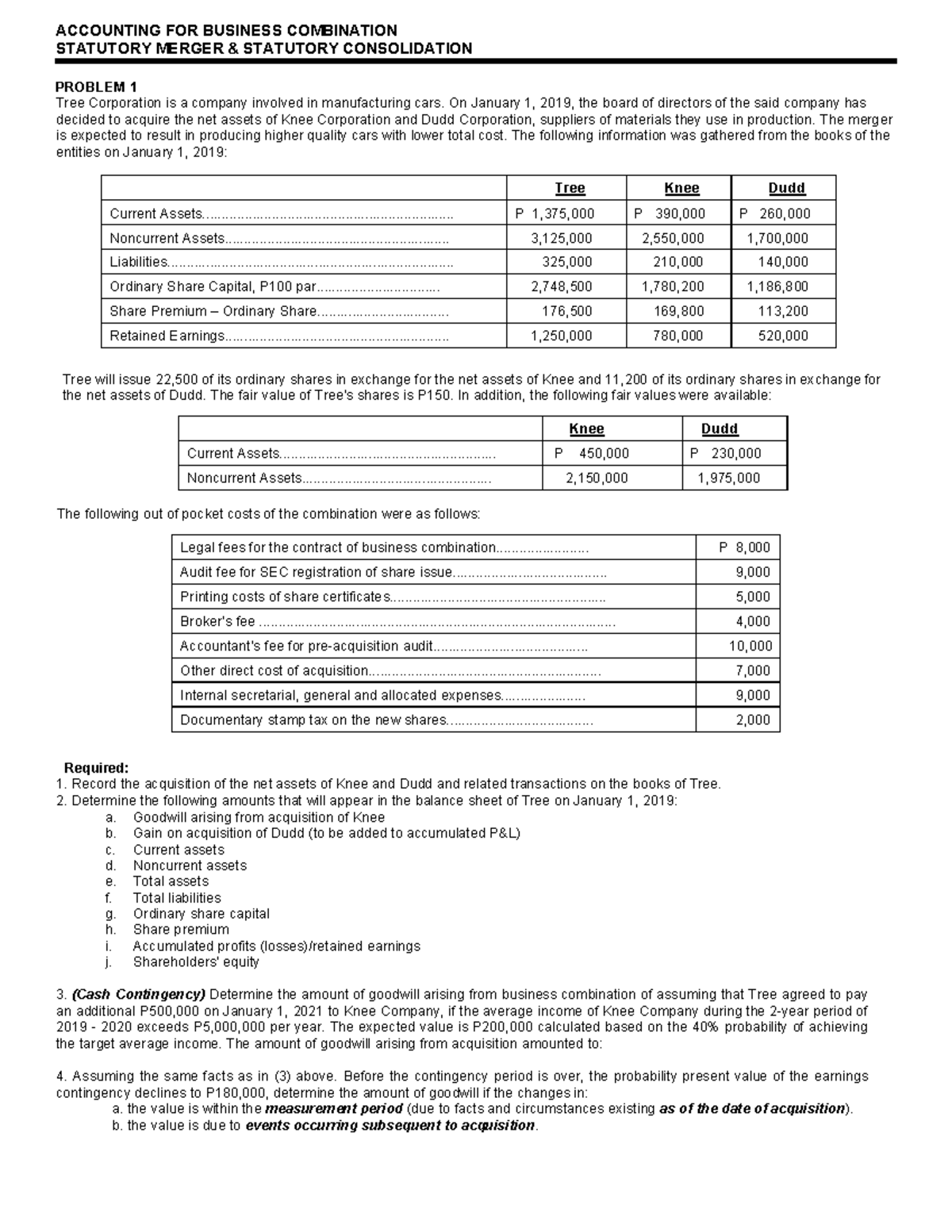 BusinessCombination - ACCOUNTING FOR BUSINESS COMBINATION STATUTORY ...