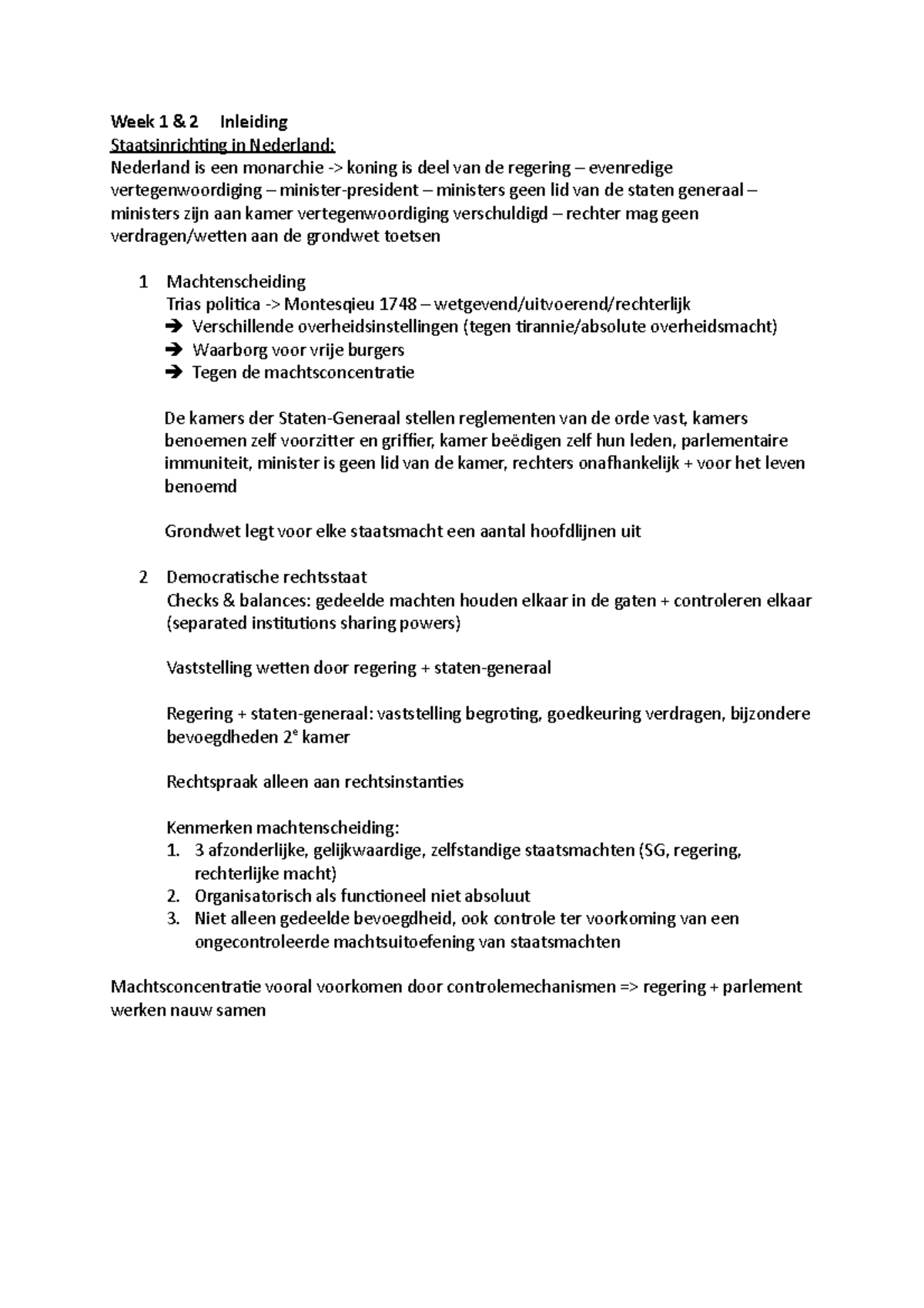 Samenvatting Staatsrecht Week 1 2 In Is Een Monarchie Koning Is Deel