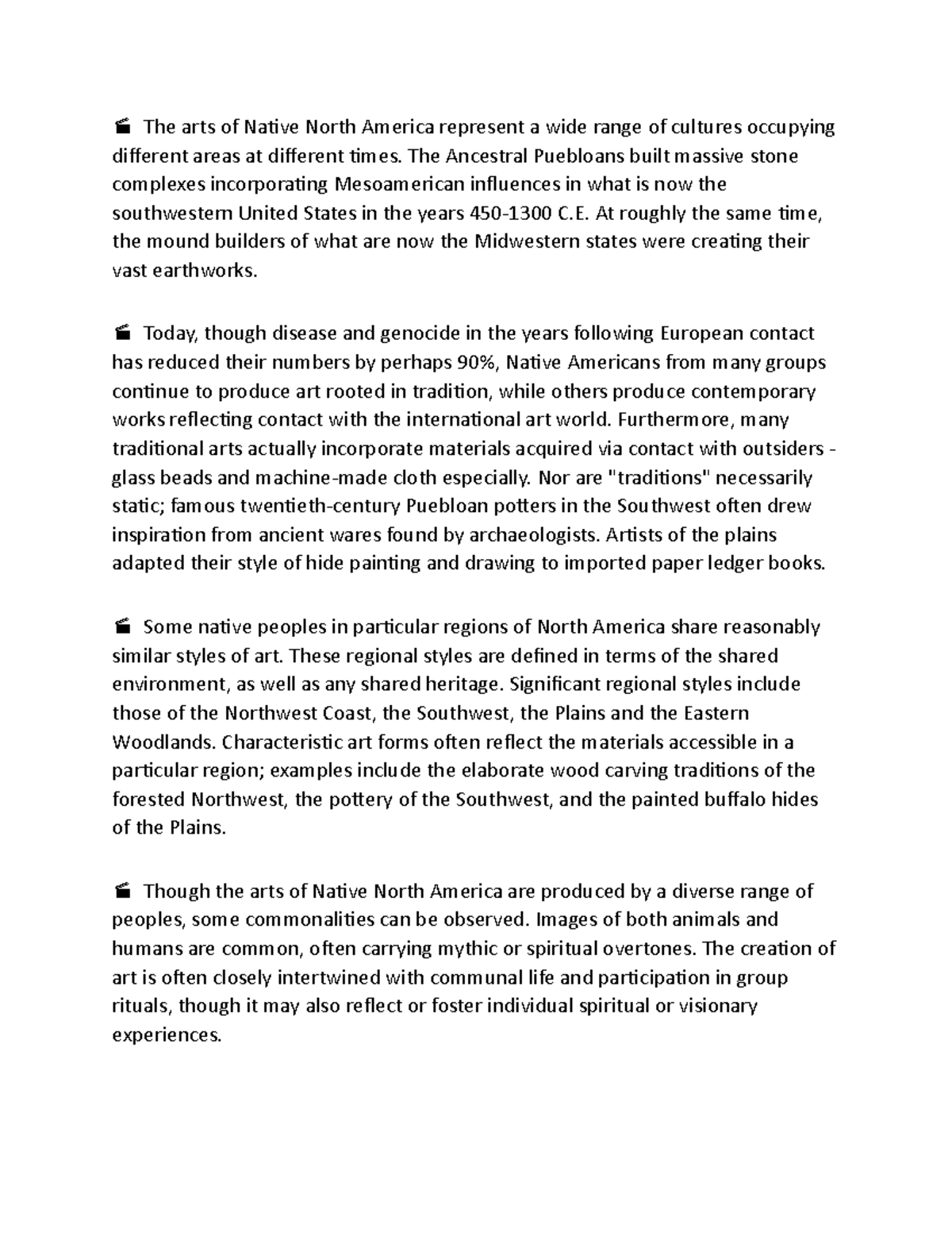 Native North America - typed in class - The arts of Natve North America ...