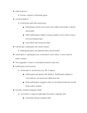 Lecture 7 - plate tectonics, ocean ridges, earthquakes - Plate ...