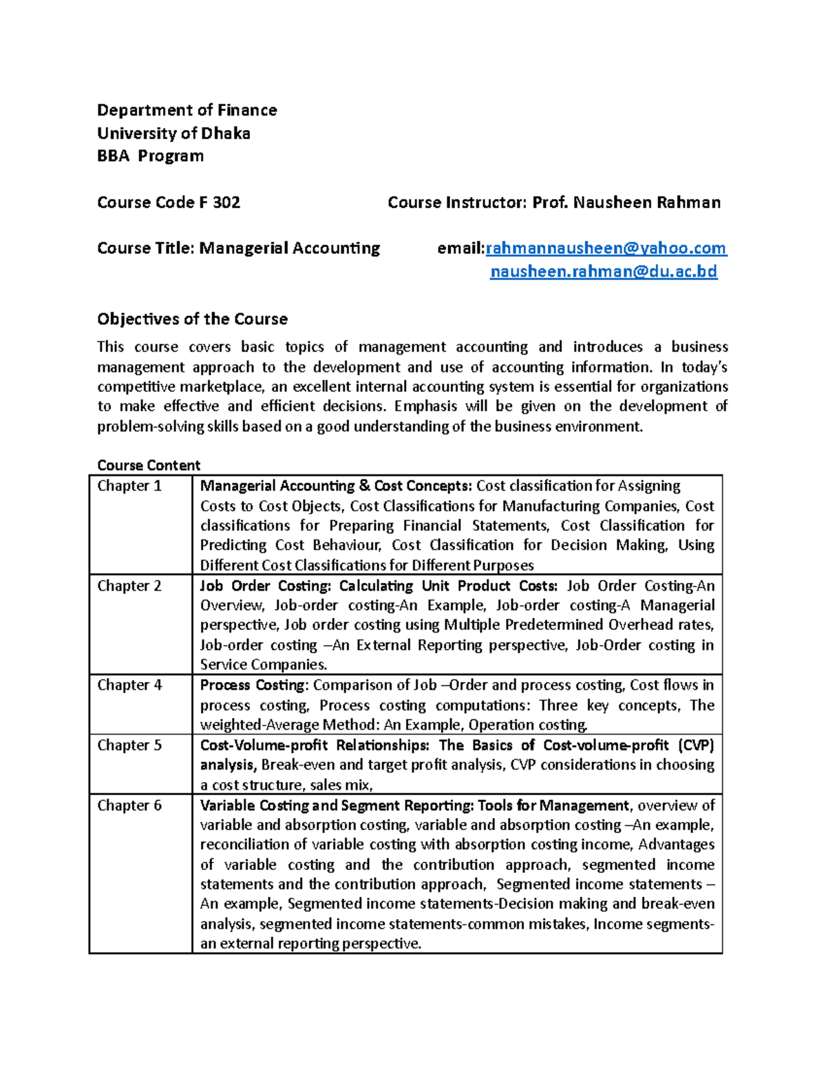 BBA Course outline 302 - Helpful for valuation and analysis of ...